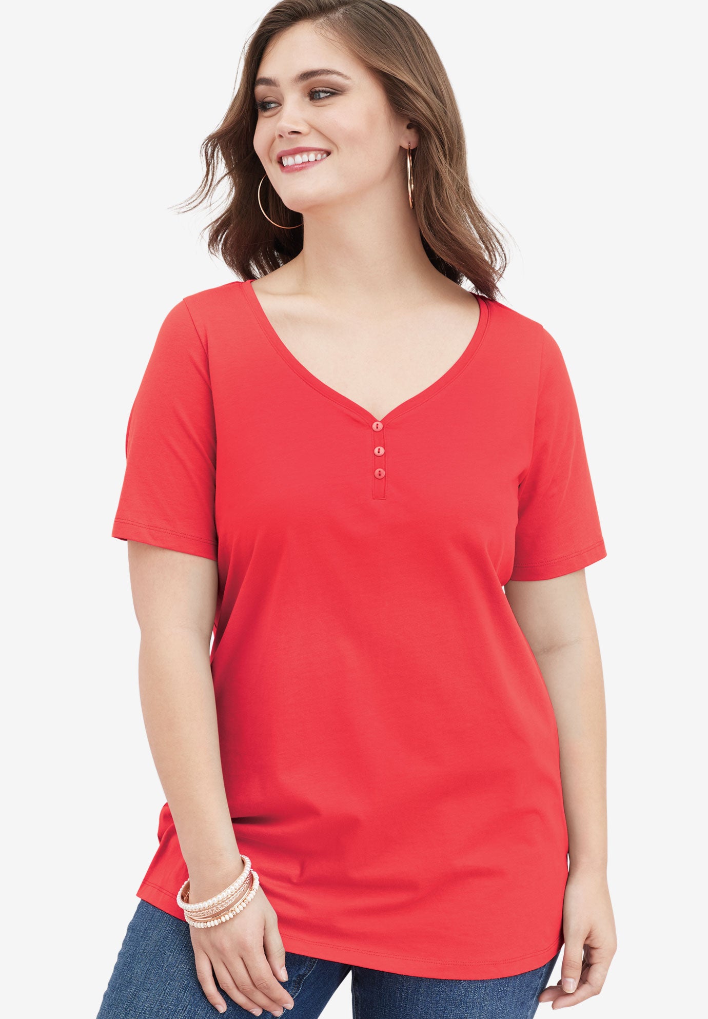 Ultimate Sweetheart Neck Tee Plus Size Short Sleeve Roamans