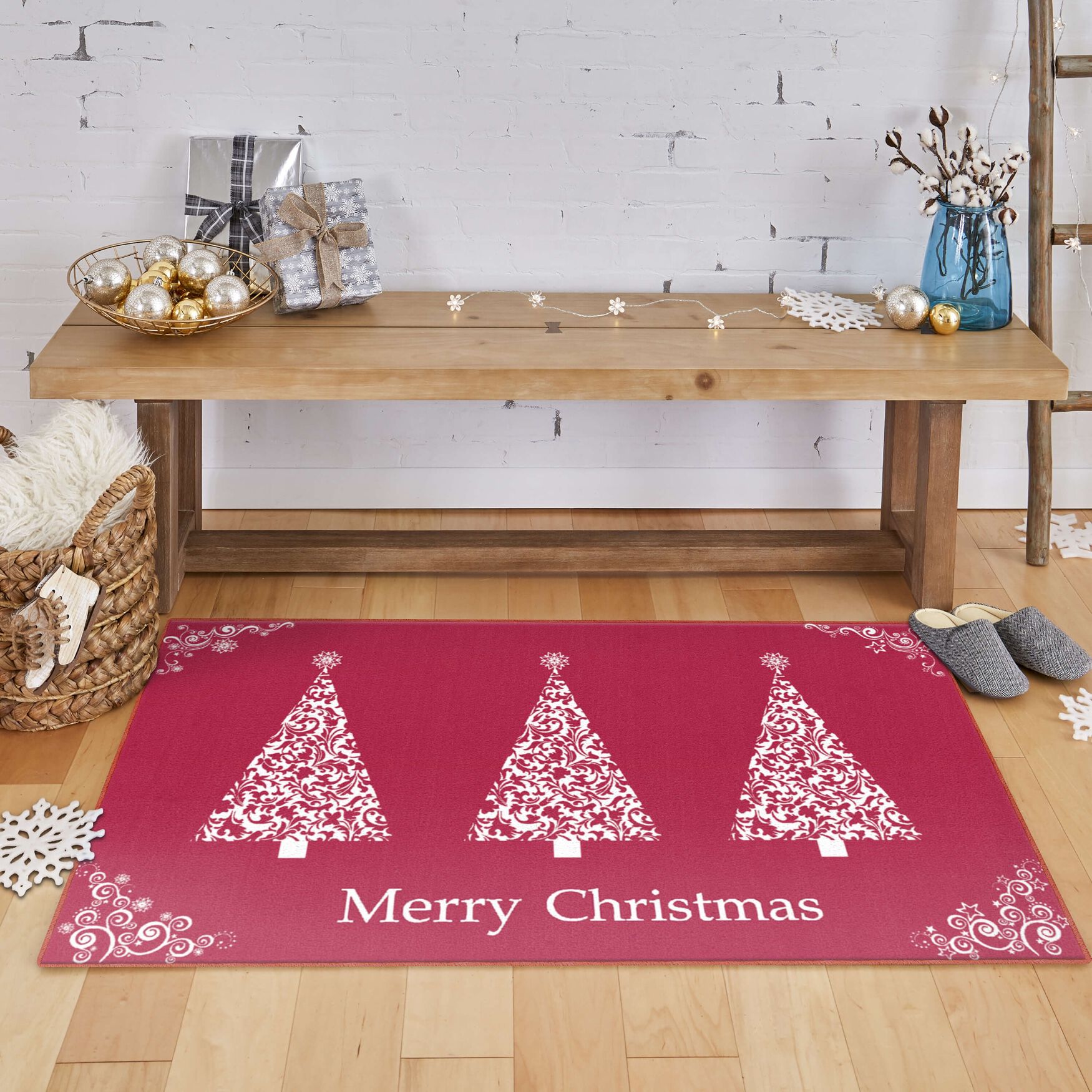 Fashionable Ornamental Trees Red Kitchen Rug, 4495892 | Roaman's