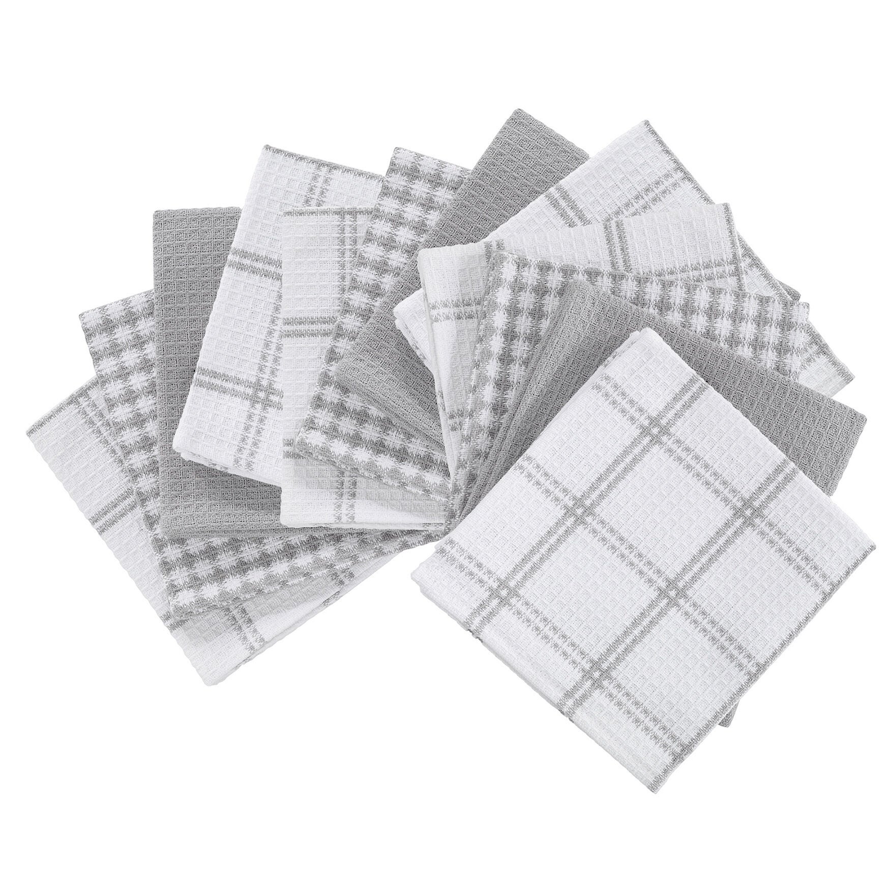 Fashionable Coordinating Flat Waffle Weave Dish Cloths, Set Of 12 Dish ...