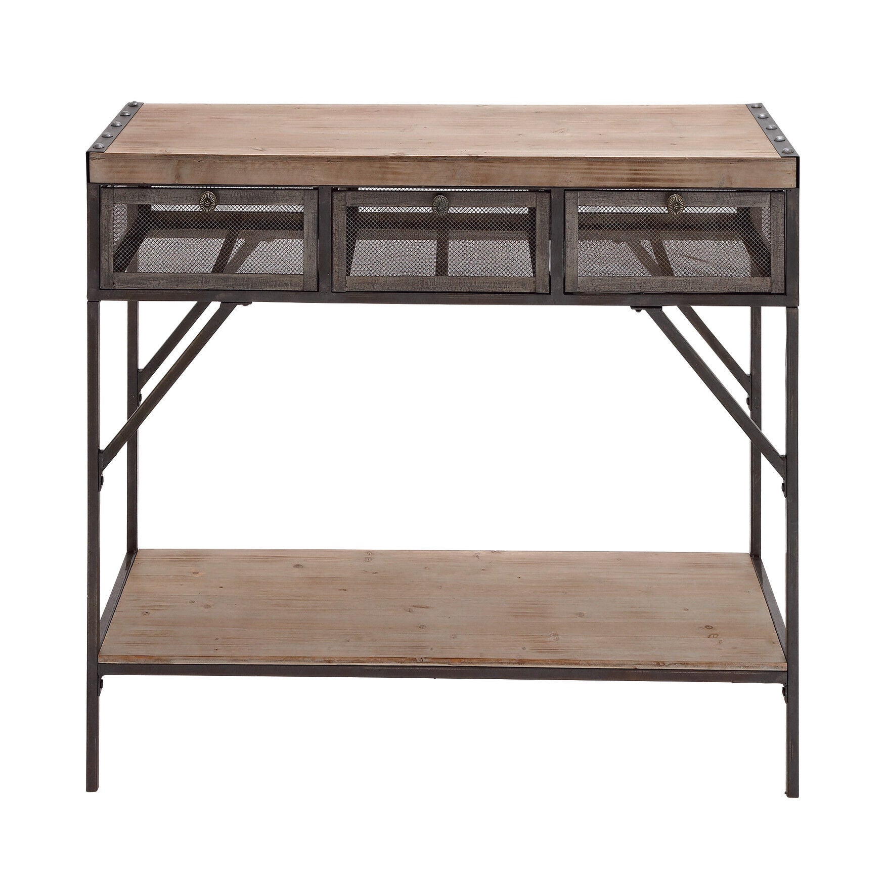 Fashionable Brown Industrial Metal Console Table, 32 x 43, 4404695 ...