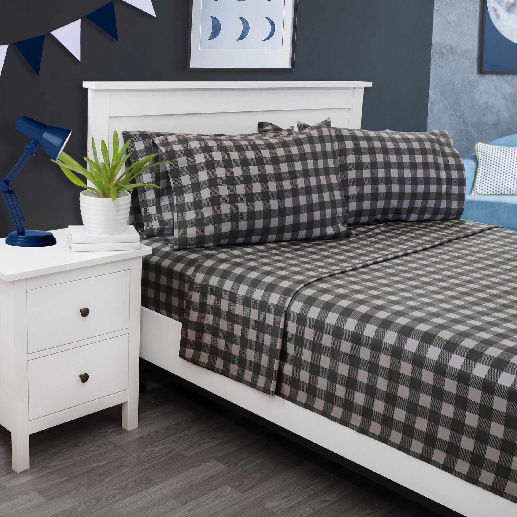 Fashionable Ecko Buffalo Check Microfiber Sheet Set Sheet Set, 4437933 ...