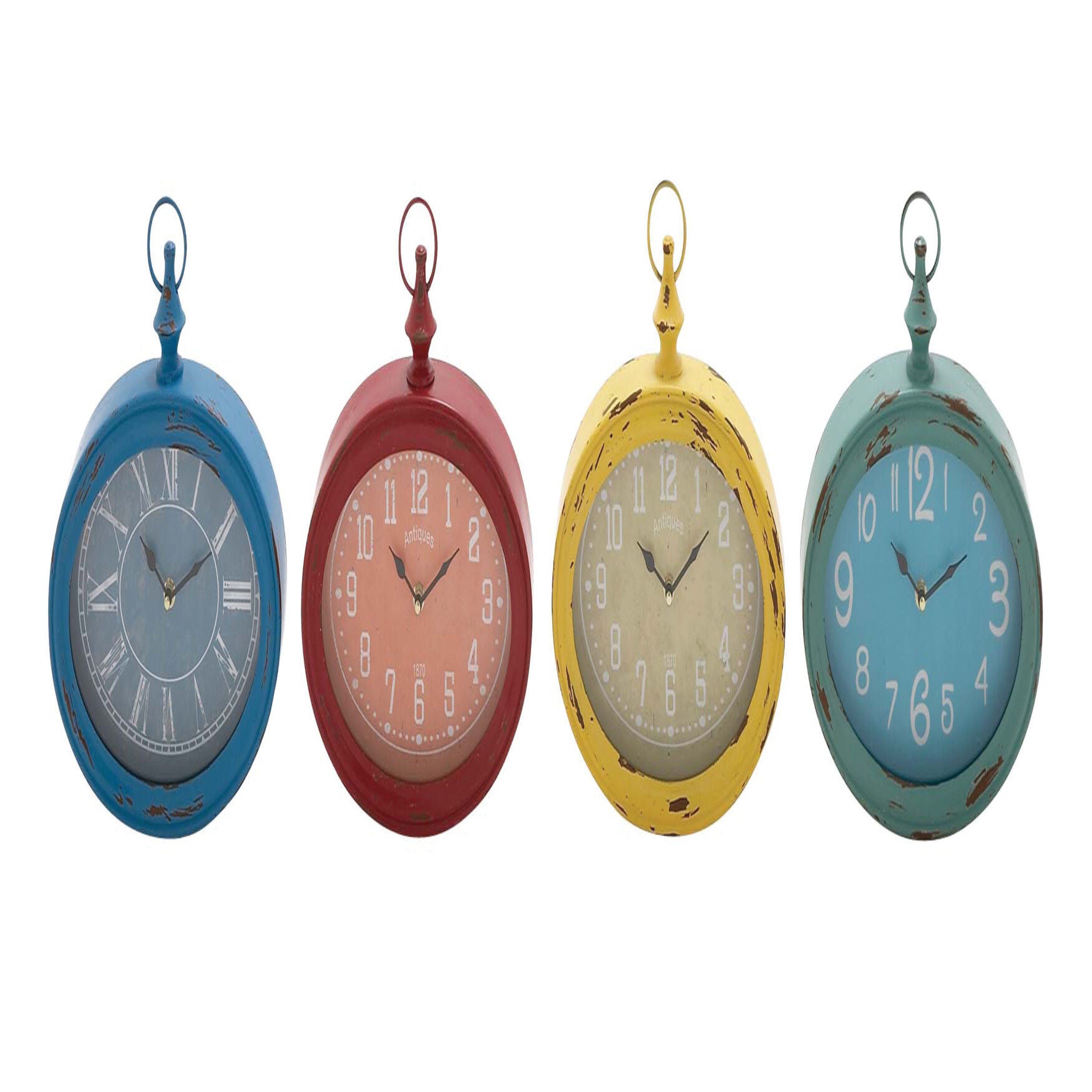 Fashionable Set Of 4 Multi Colored Metal Vintage Wall Clock, 4418316 ...