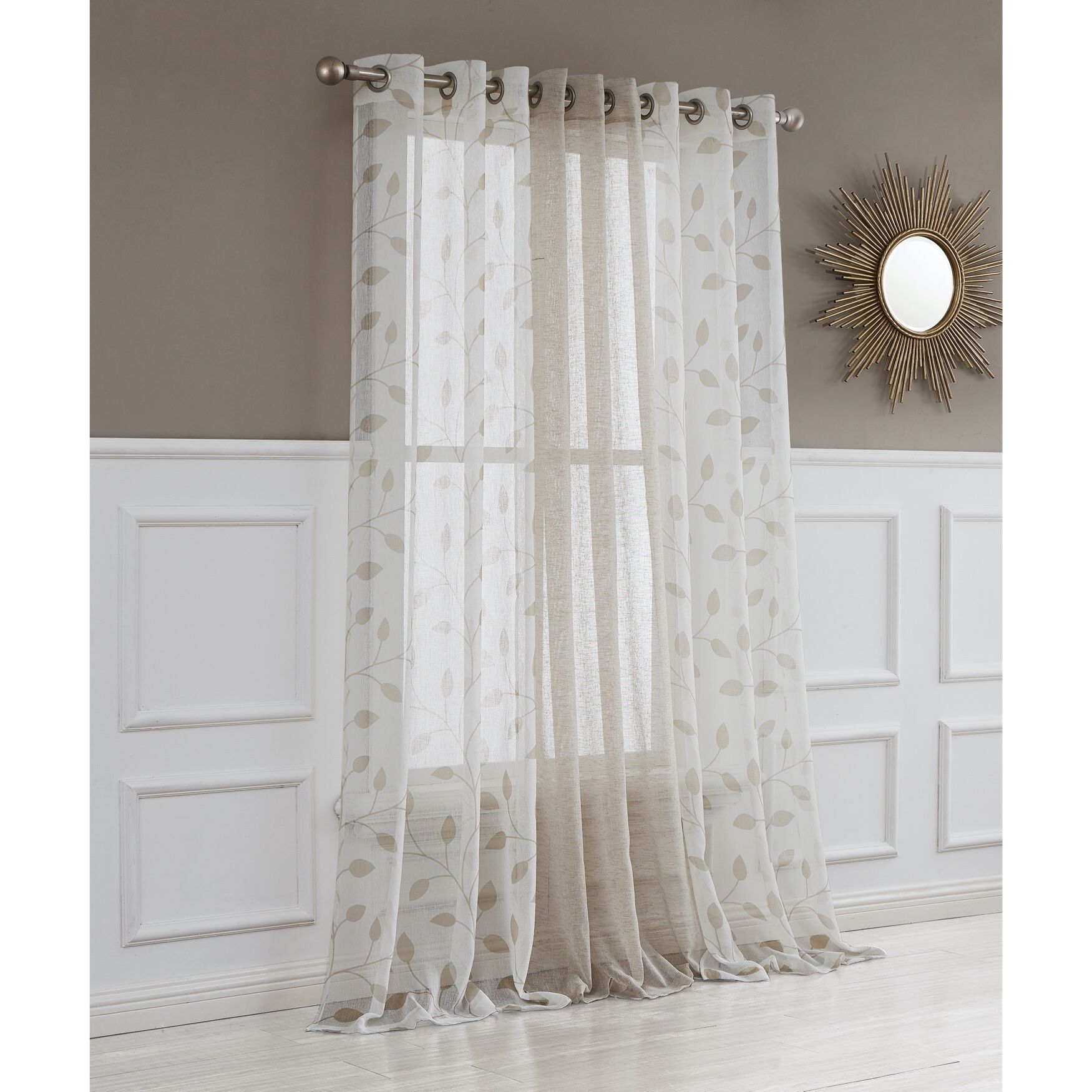 Fashionable Cascade Semi Sheer Window Panel Set Set/3, 4432586 | Roaman's