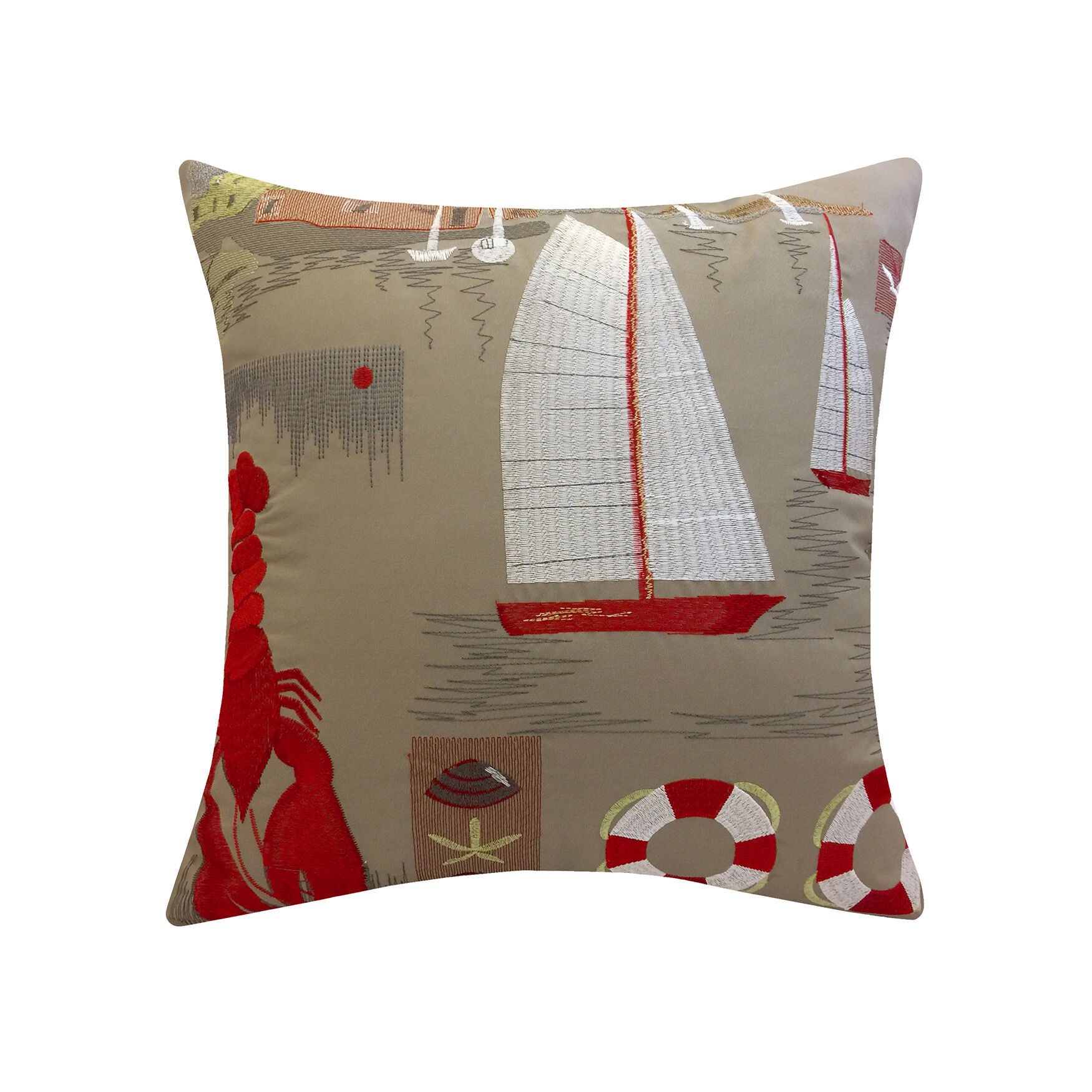 Fashionable Edie @ Home Indoor/Outdoor Embroidered Lobster Sailing ...