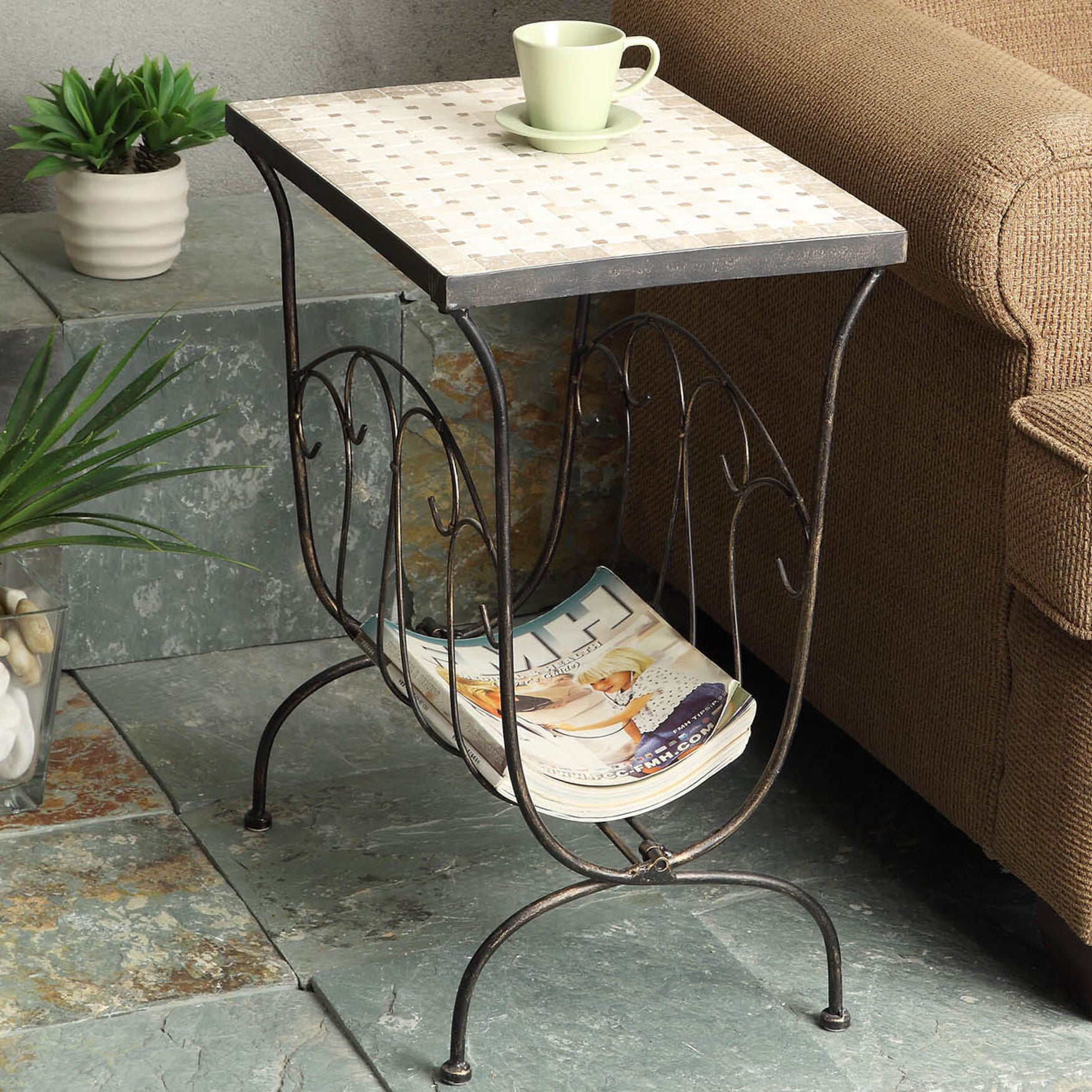 Stylish Travertine Magazine End Table | Roaman's
