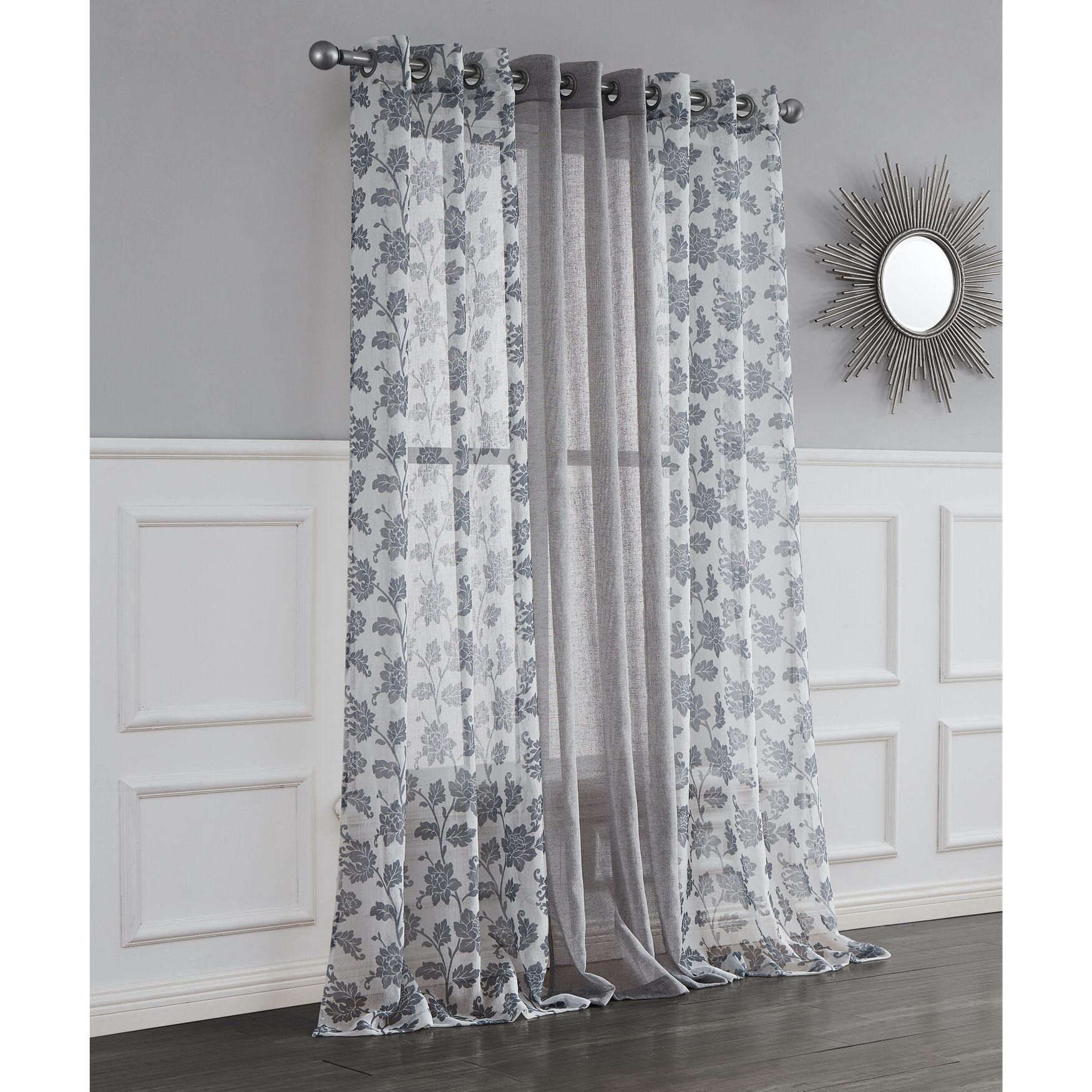 Fashionable Victoria Semi Sheer Window Panel Set/3, 4432550 | Roaman's