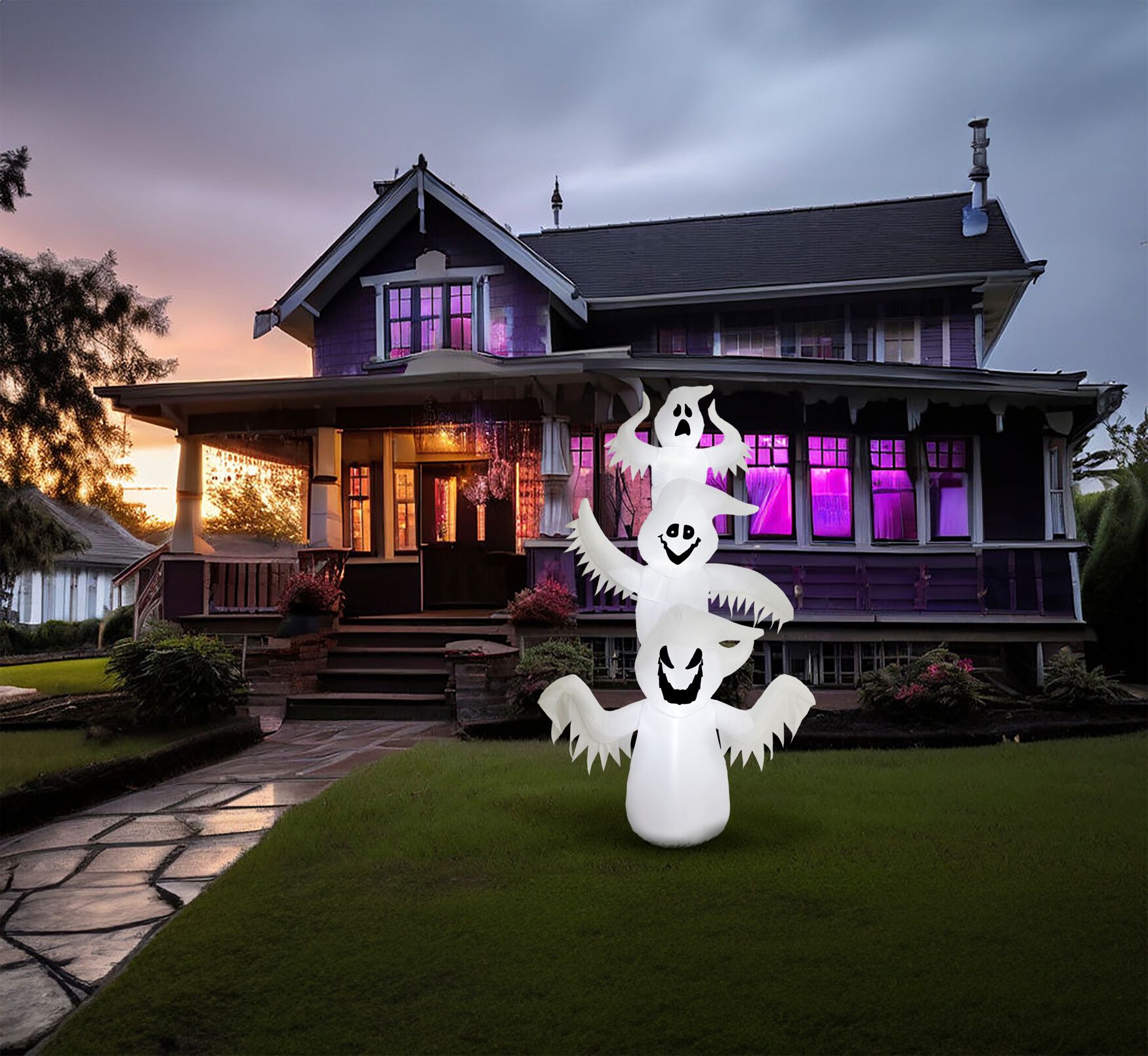 8'H Triple Stacked Inflatable Ghosts | Roaman's
