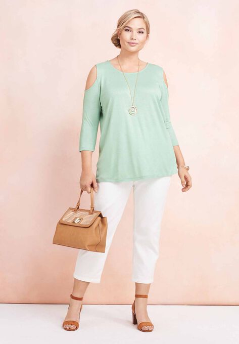 Metallic Cold Shoulder Tunic | Roaman's