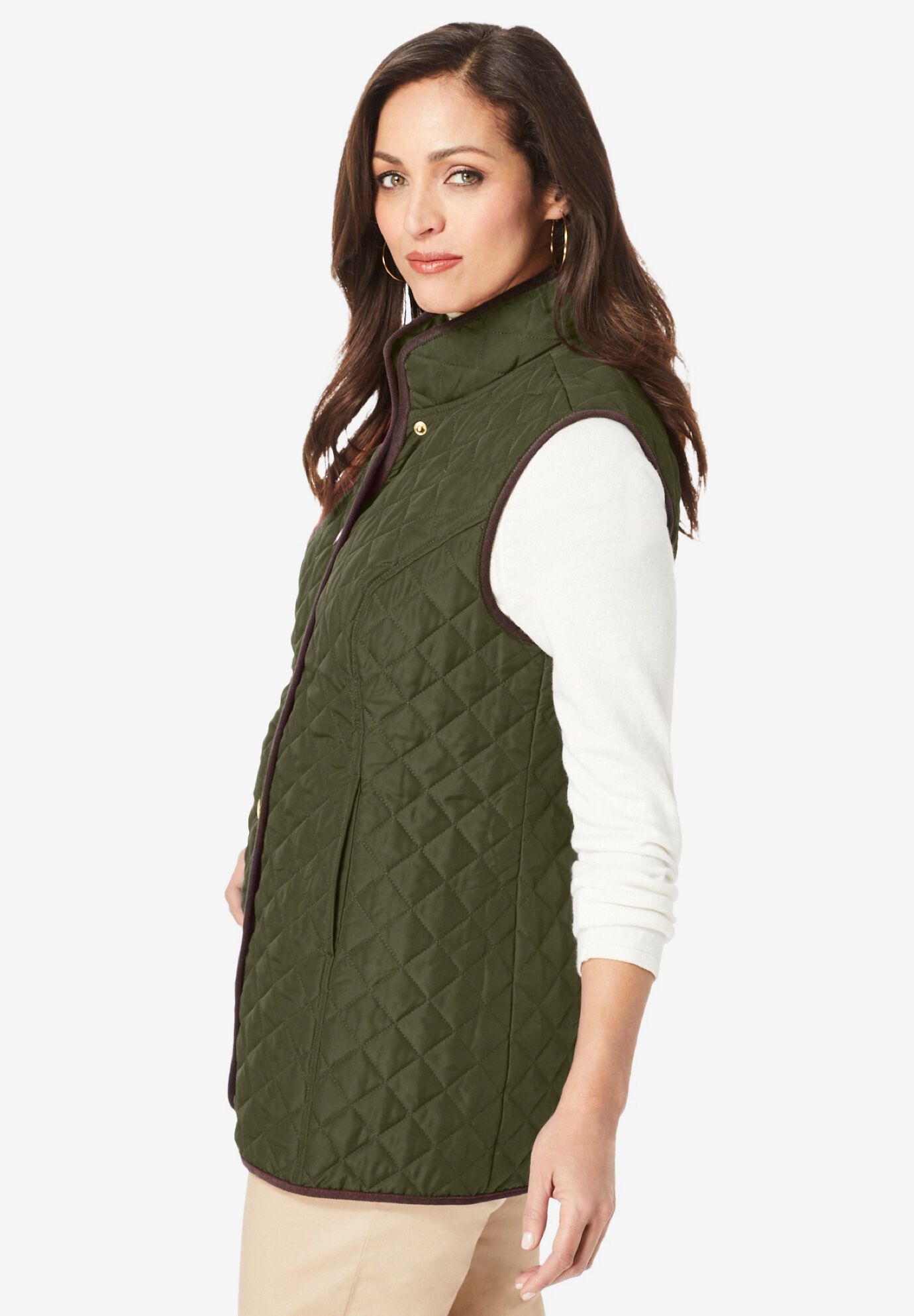 Fashionable Quilted Vest, Black | Roaman's