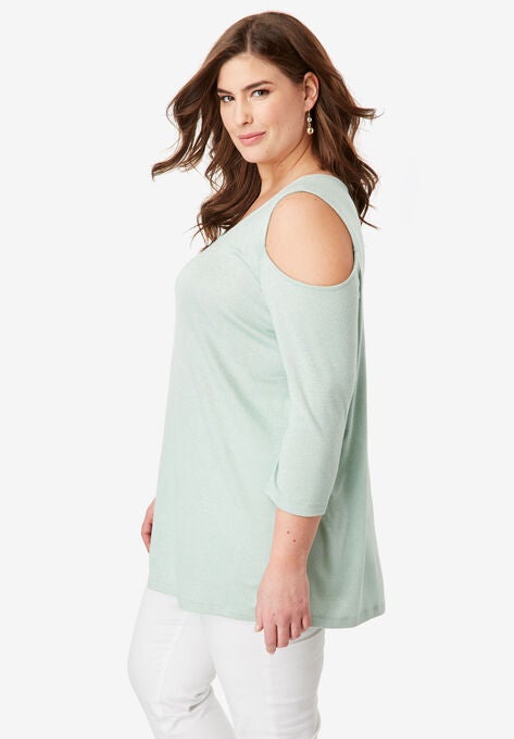 Metallic Cold Shoulder Tunic | Roaman's