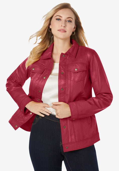 Denim Style Leather Jacket | Roaman's