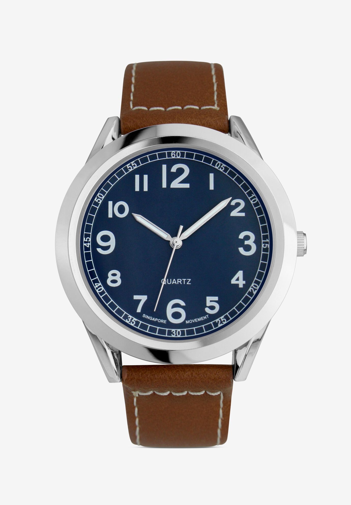 Easy-Read Watch with Faux Leather Band | Roaman's