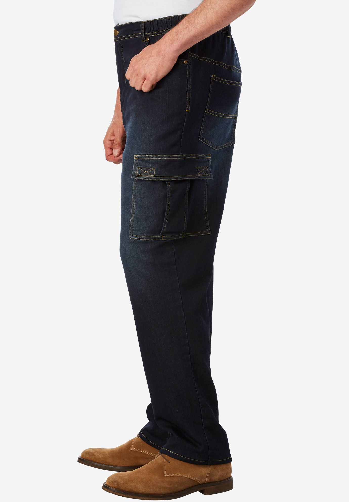 Relaxed Fit Cargo Denim Look Sweatpants | Roaman's