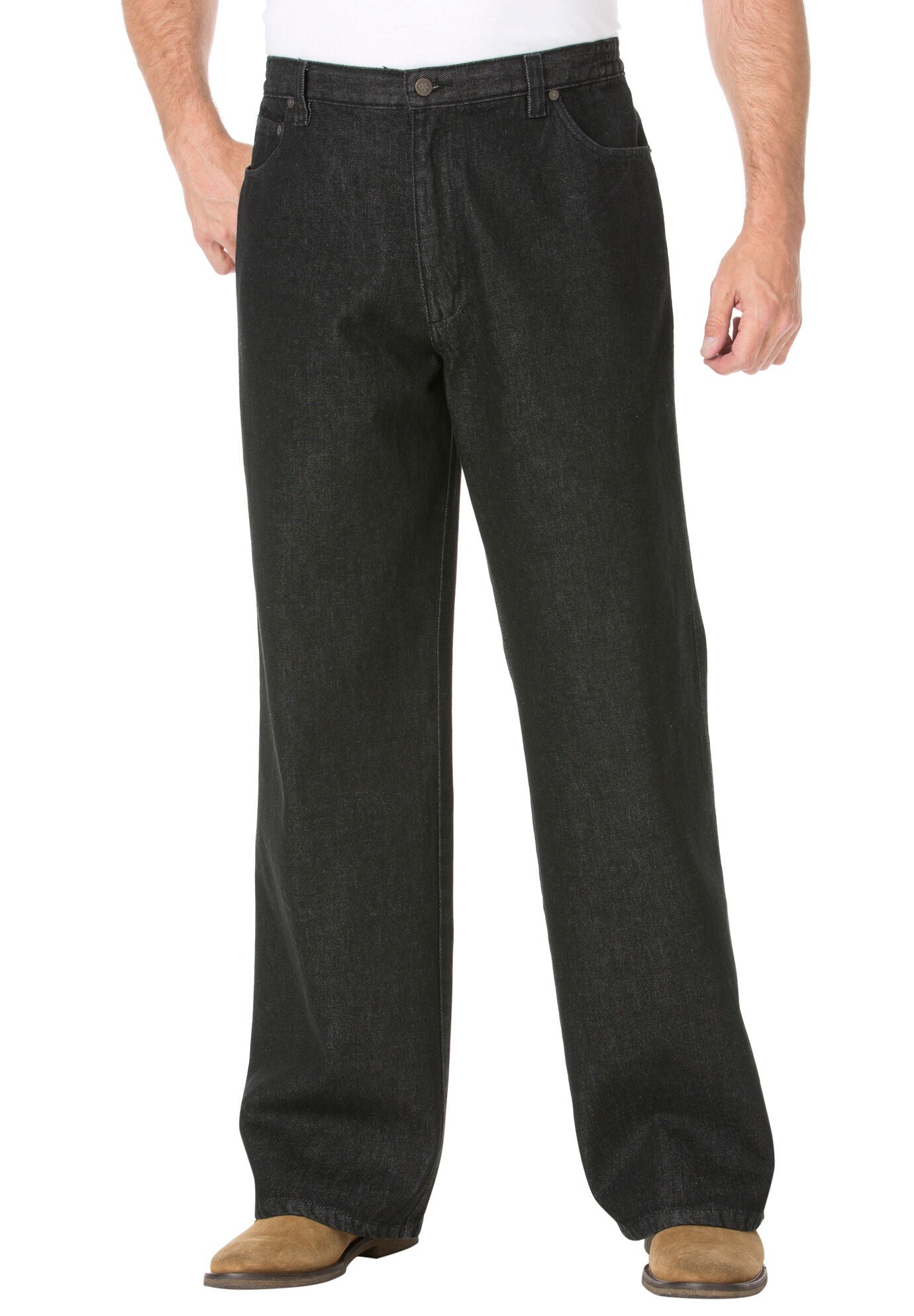 Side-Elastic Wide Leg 5-Pocket Jeans | Roaman's