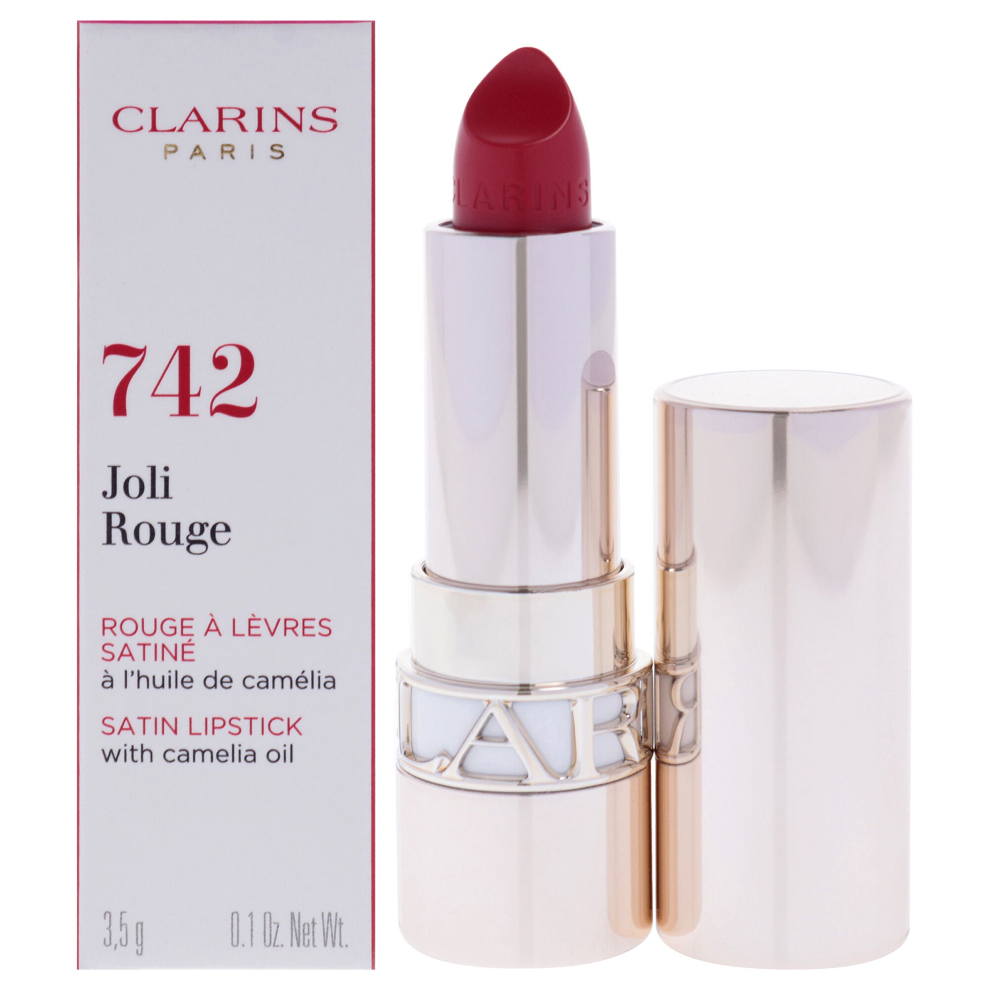 Joli Rouge Satin Lipstick - 742 Joli Rouge by Clarins for Women - 0.1 ...
