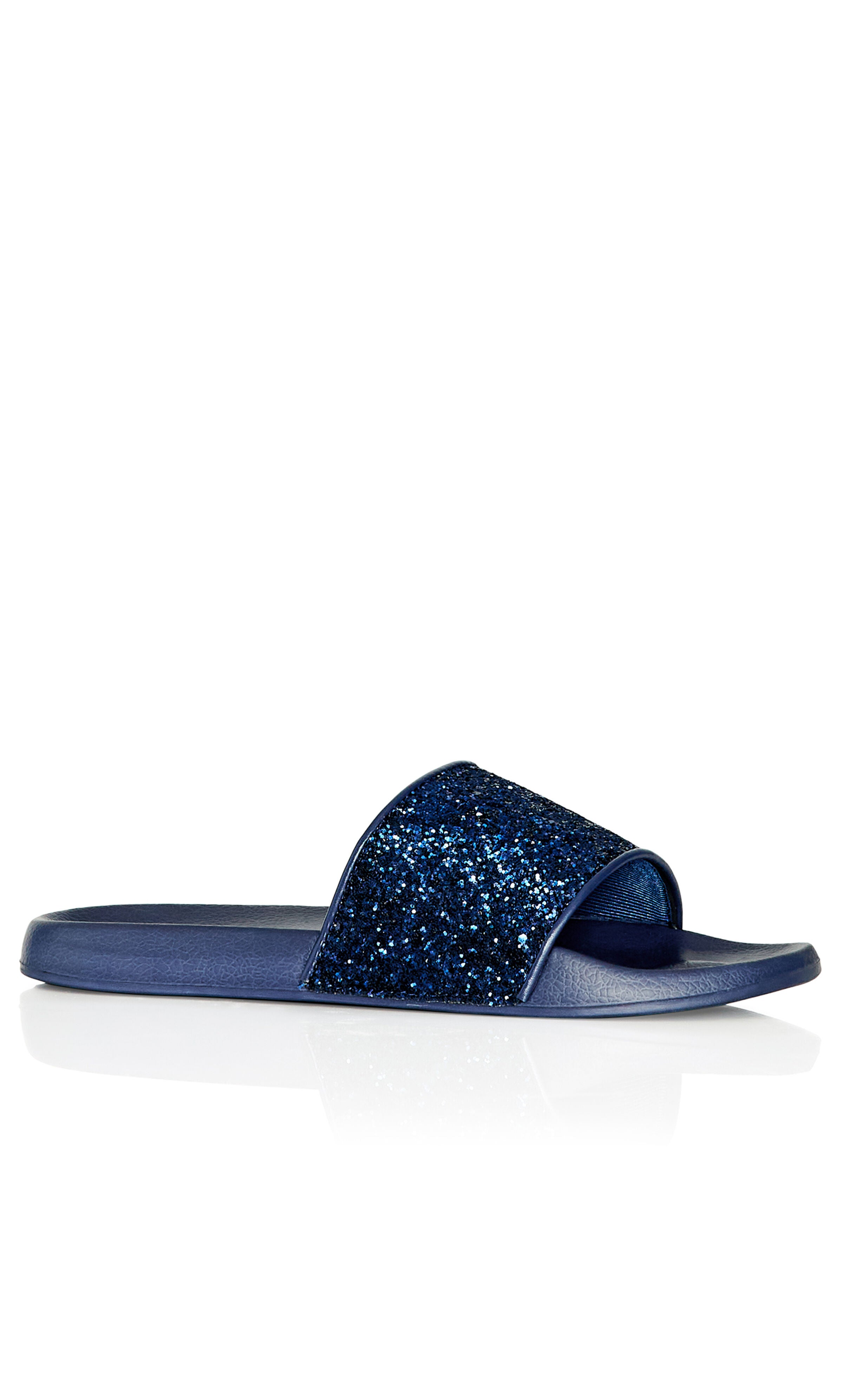 WIDE FIT Sally Sparkle Slide - navy | Roaman's
