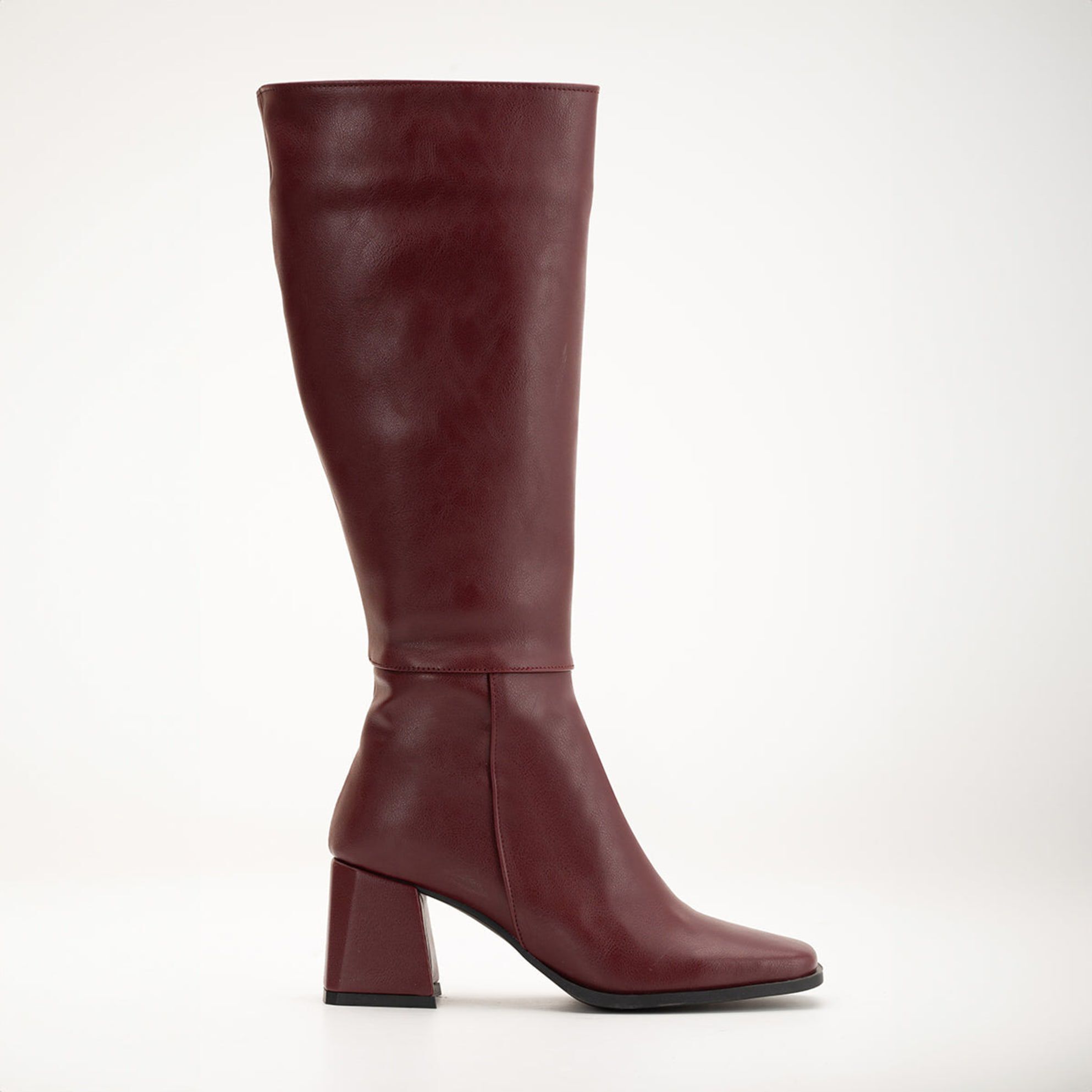 CELESTE - BURGUNDY MATT KNEE HIGH BOOTS | Roaman's