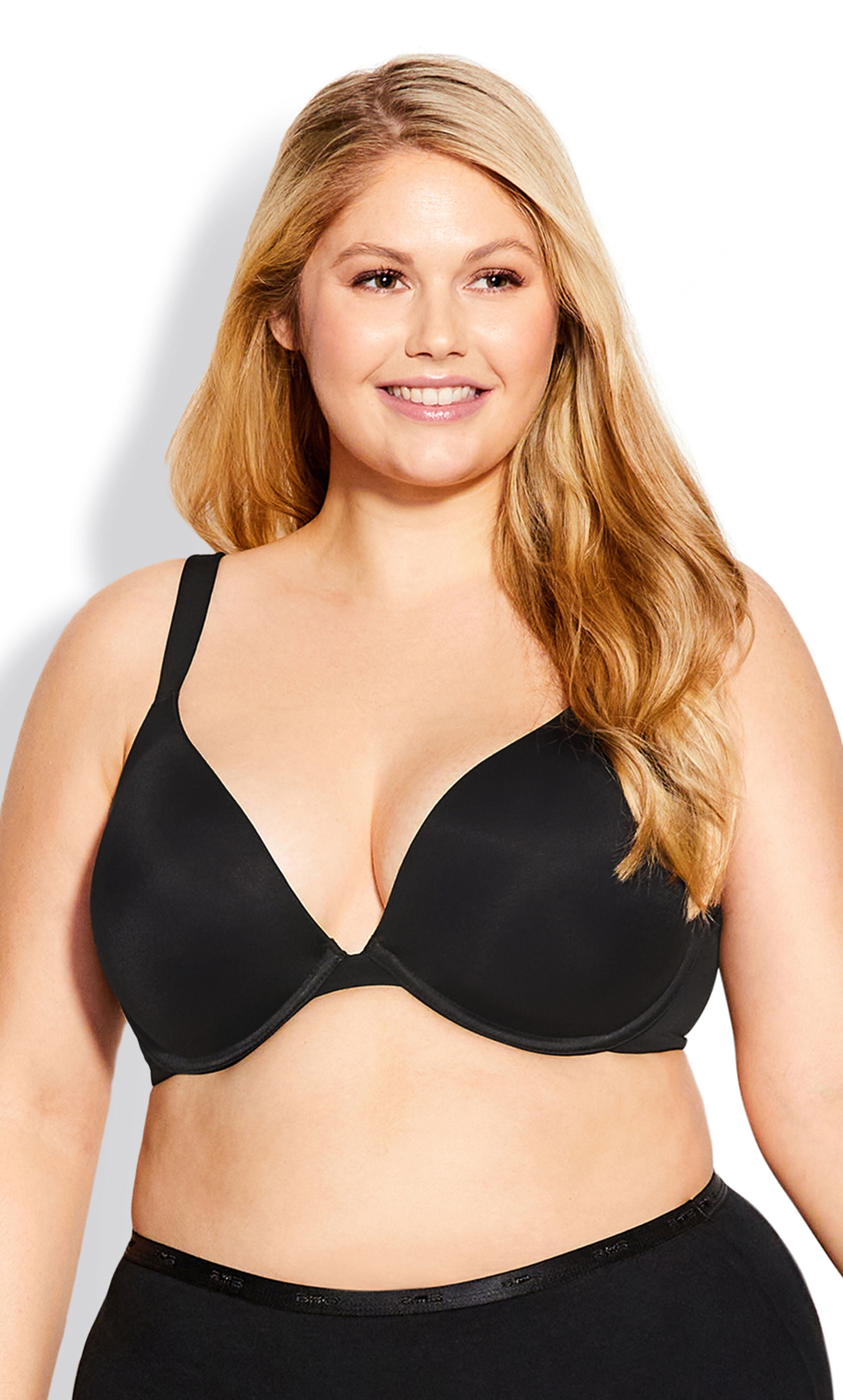 Basic Plunge Bra - black | Roaman's