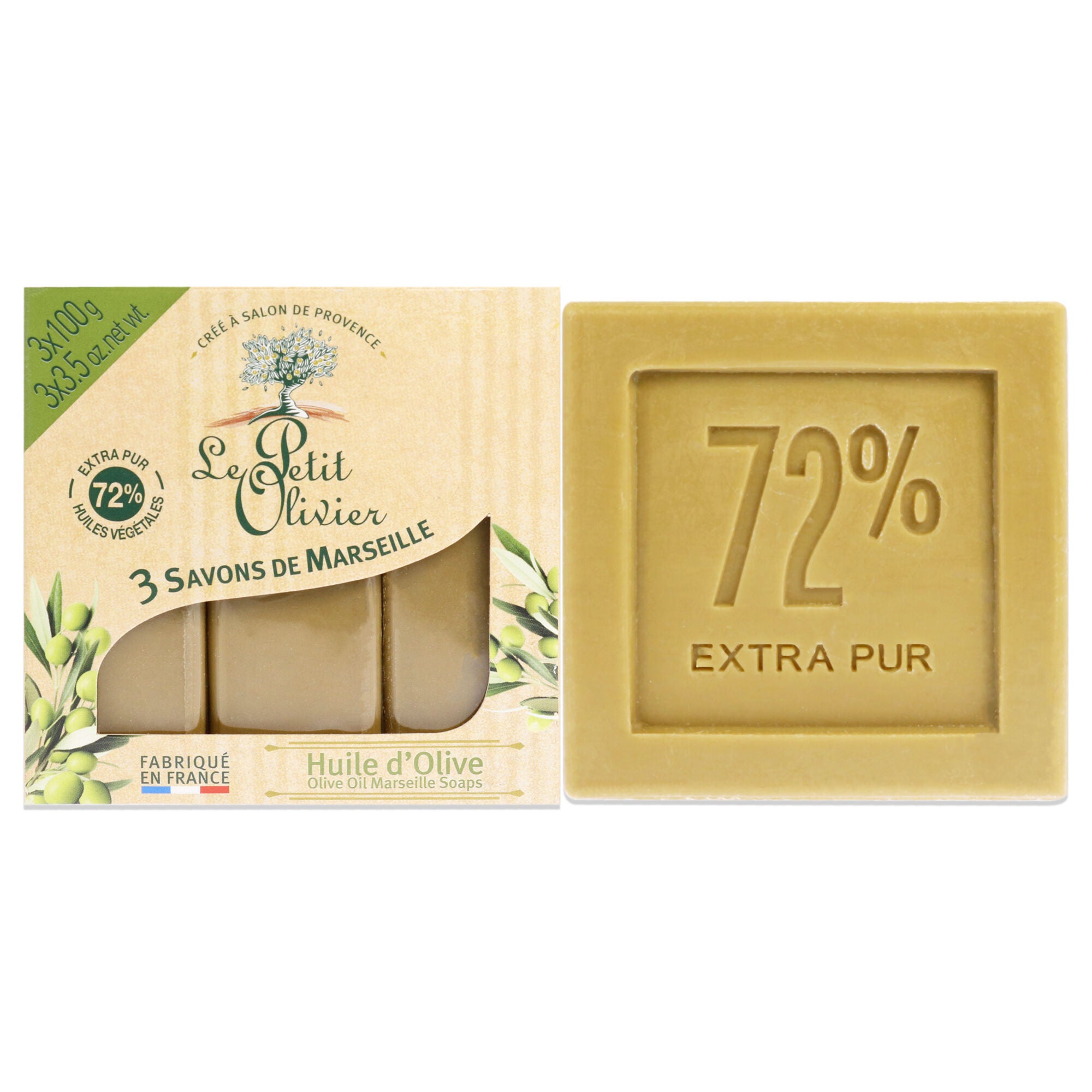Olive oil Marseille Soaps by Le Petit Olivier for Unisex - 3 x 3.5 oz ...