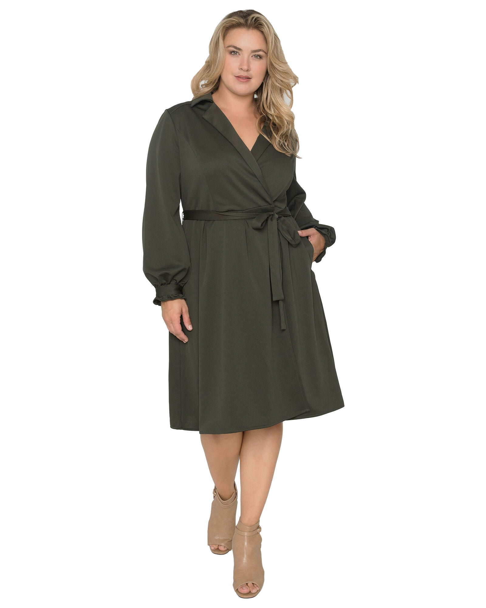 Plus size Lara Long Sleeve Wrap Dress | Roaman's