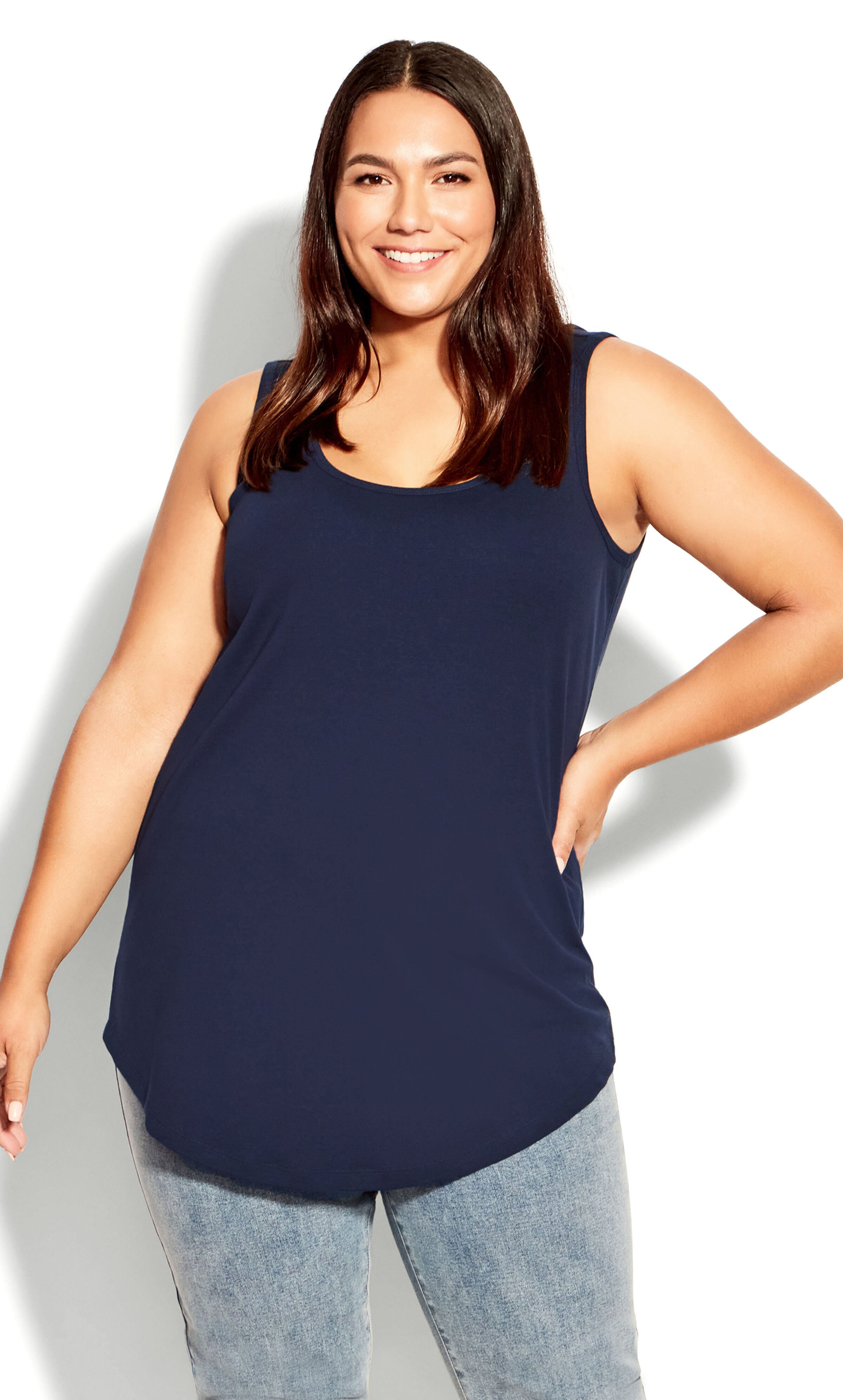 Plain Essential Tank - navy | Roaman's