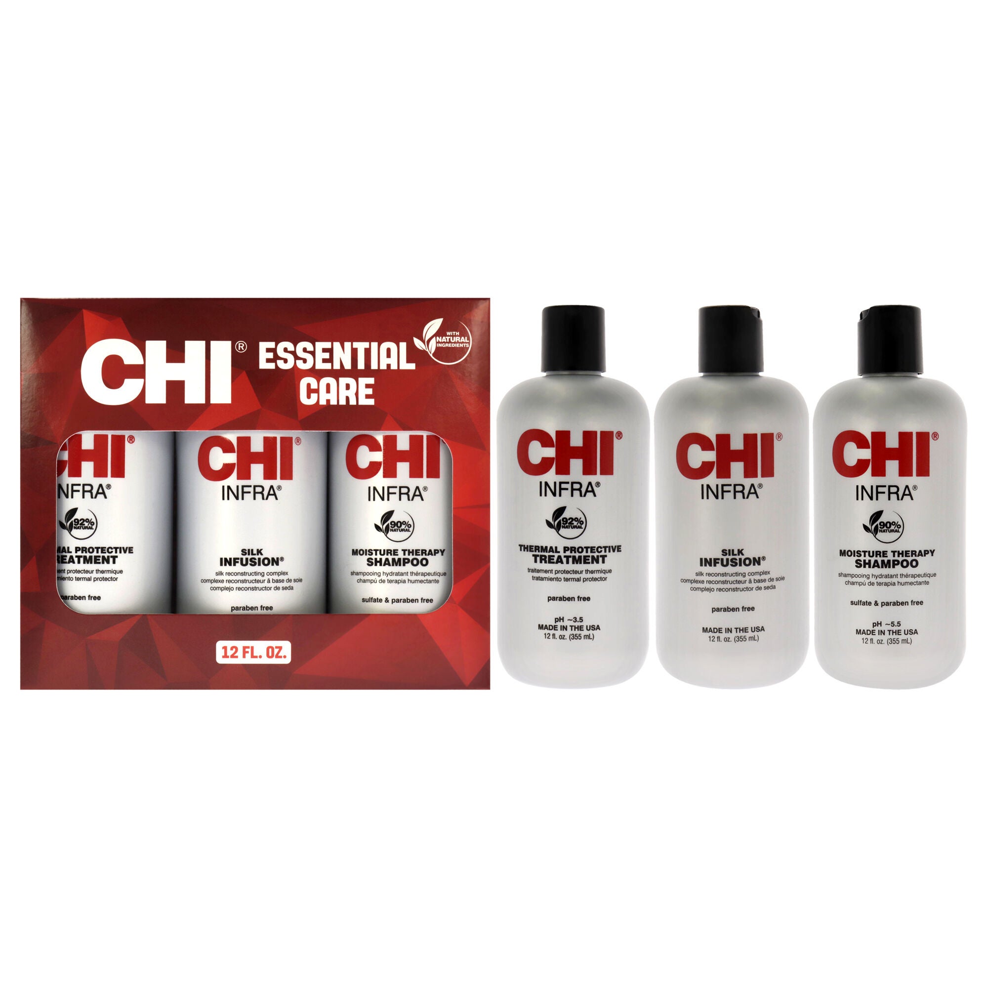 CHI Infra Trio Kit by CHI for Unisex - 3 Pc 12oz CHI Silk Infusion ...