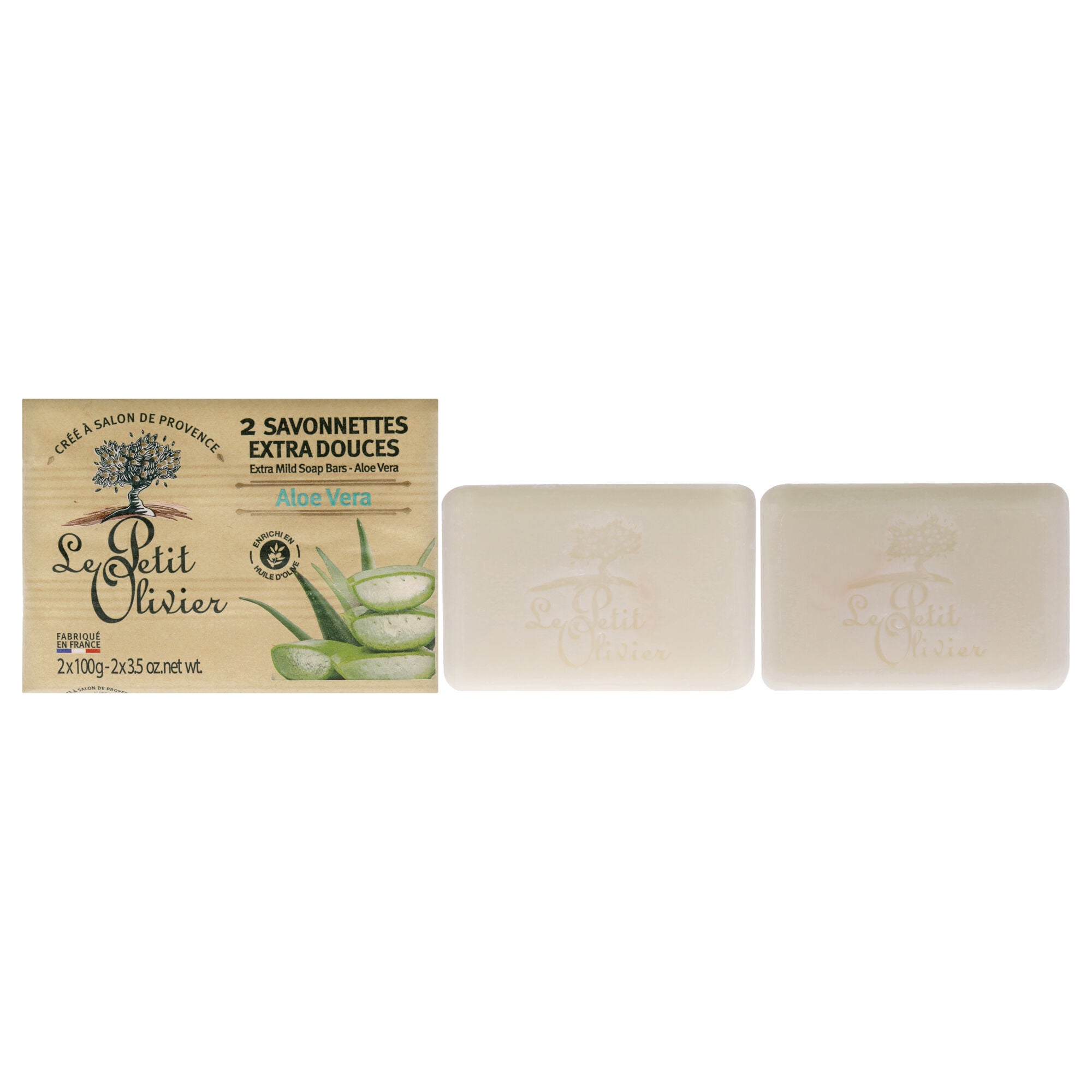 Extra Mild Soap Bars - Aloe Vera by Le Petit Olivier for Men - 2 x 3.5 ...
