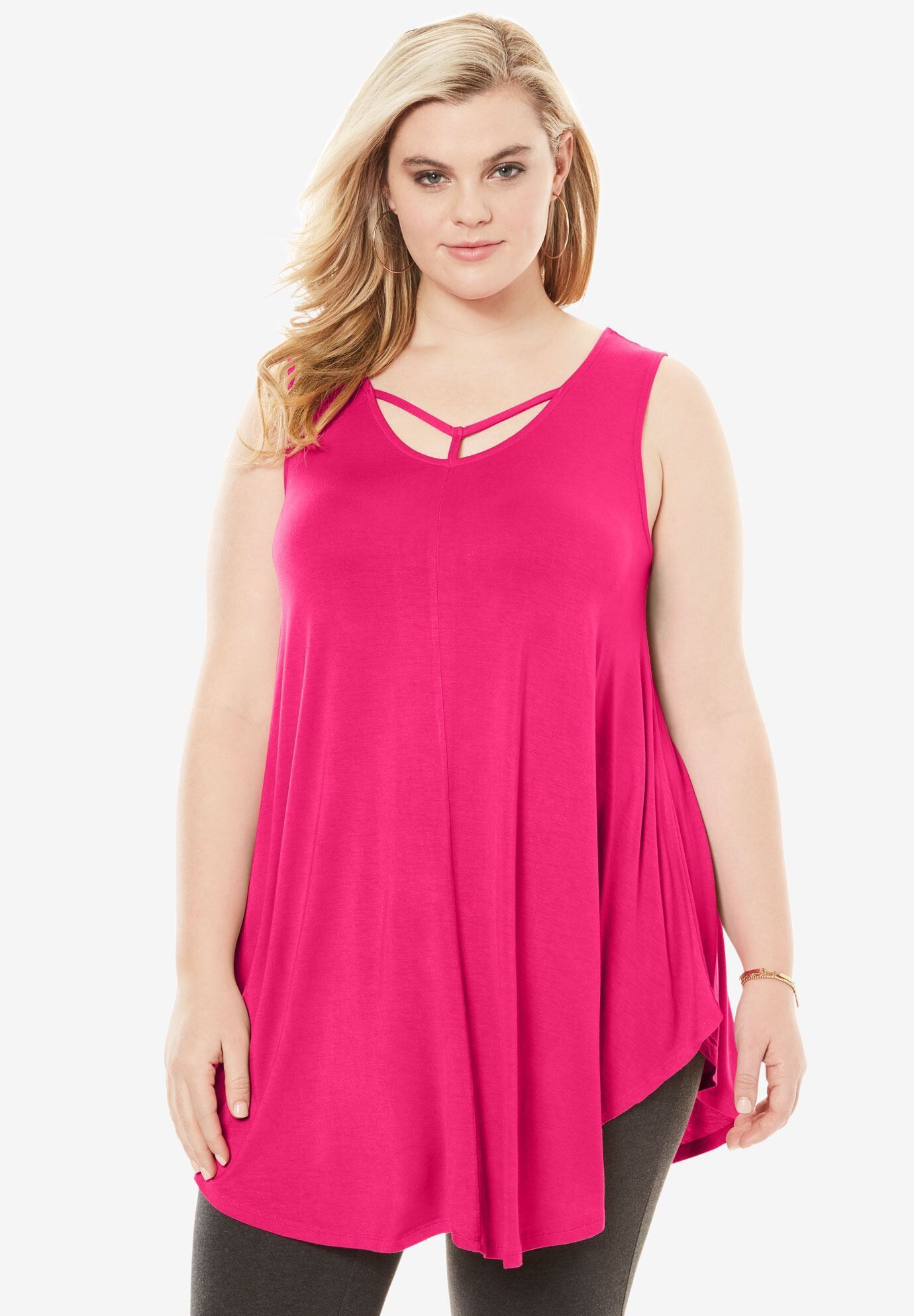 Fashionable Strappy Drape Tunic | Roaman's