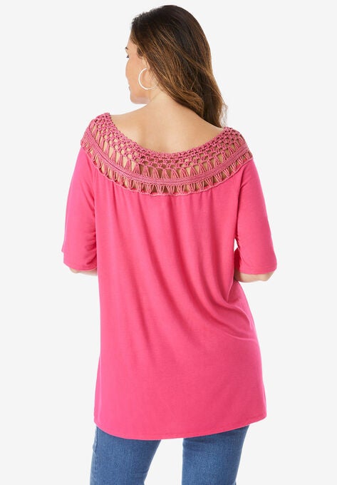 Crochet-Trimmed Top | Roaman's
