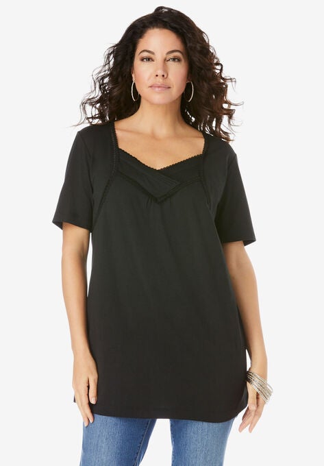 Banded V-Neck Ultimate Tee | Roaman's