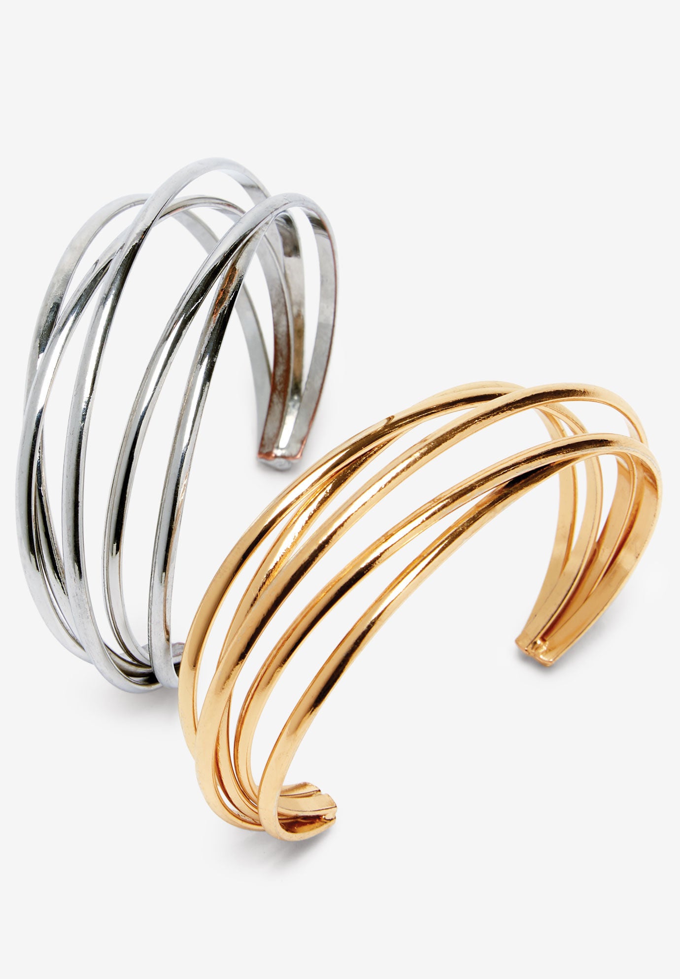 Stylish Layered Cuff, Silver | Roaman's