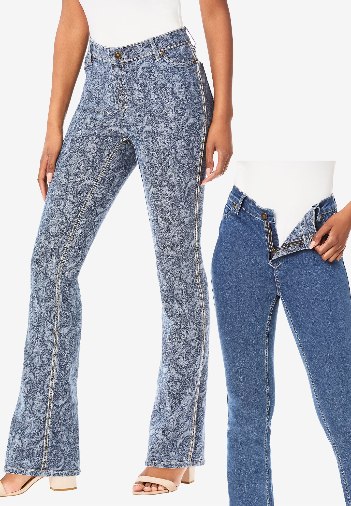 Reversible Printed Bootcut Jean | Roaman's