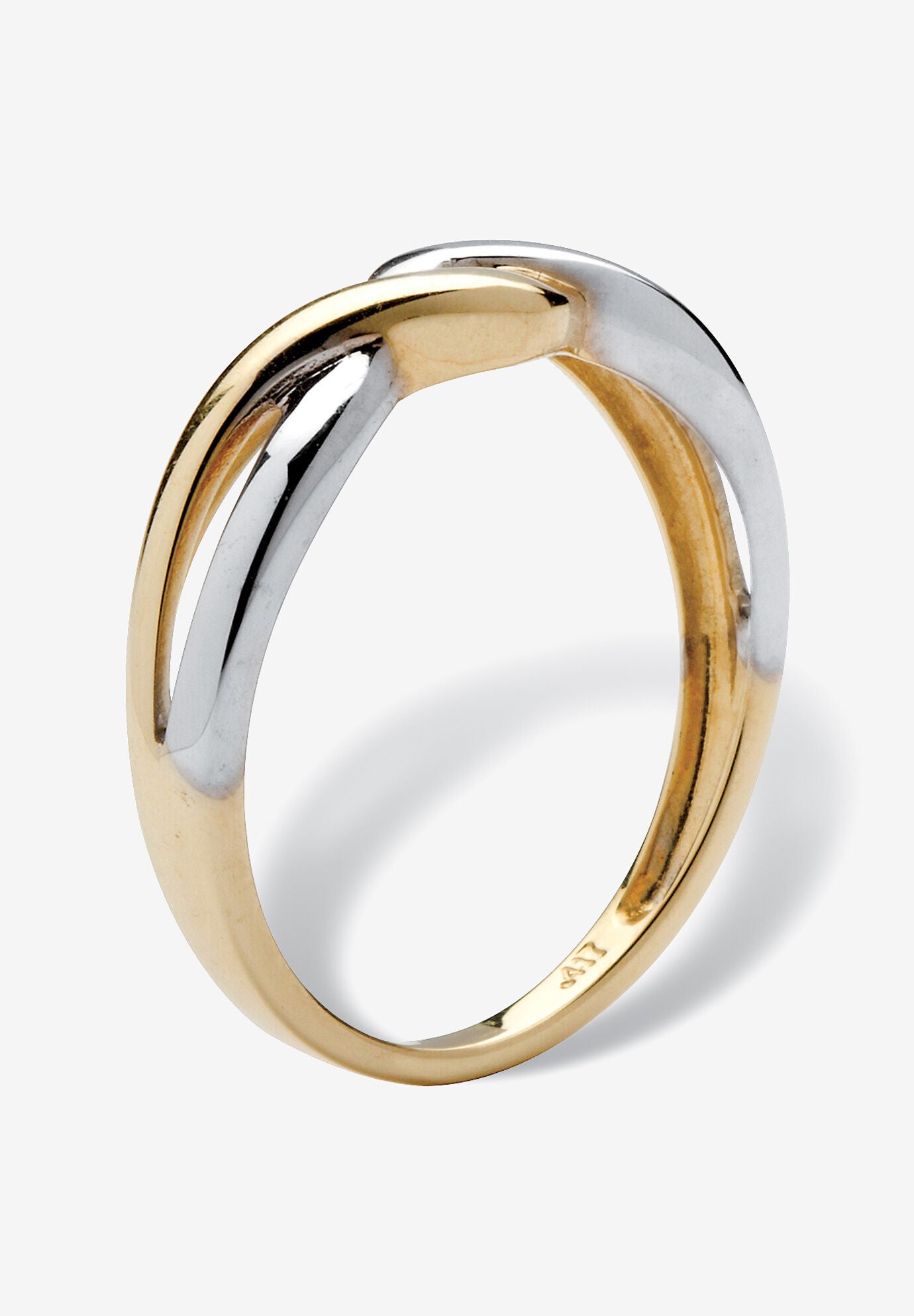 Fashionable Two-Tone Twist Ring, Gold | Roaman's Fashionable Two-Tone Twist Ring, Gold | Roaman's