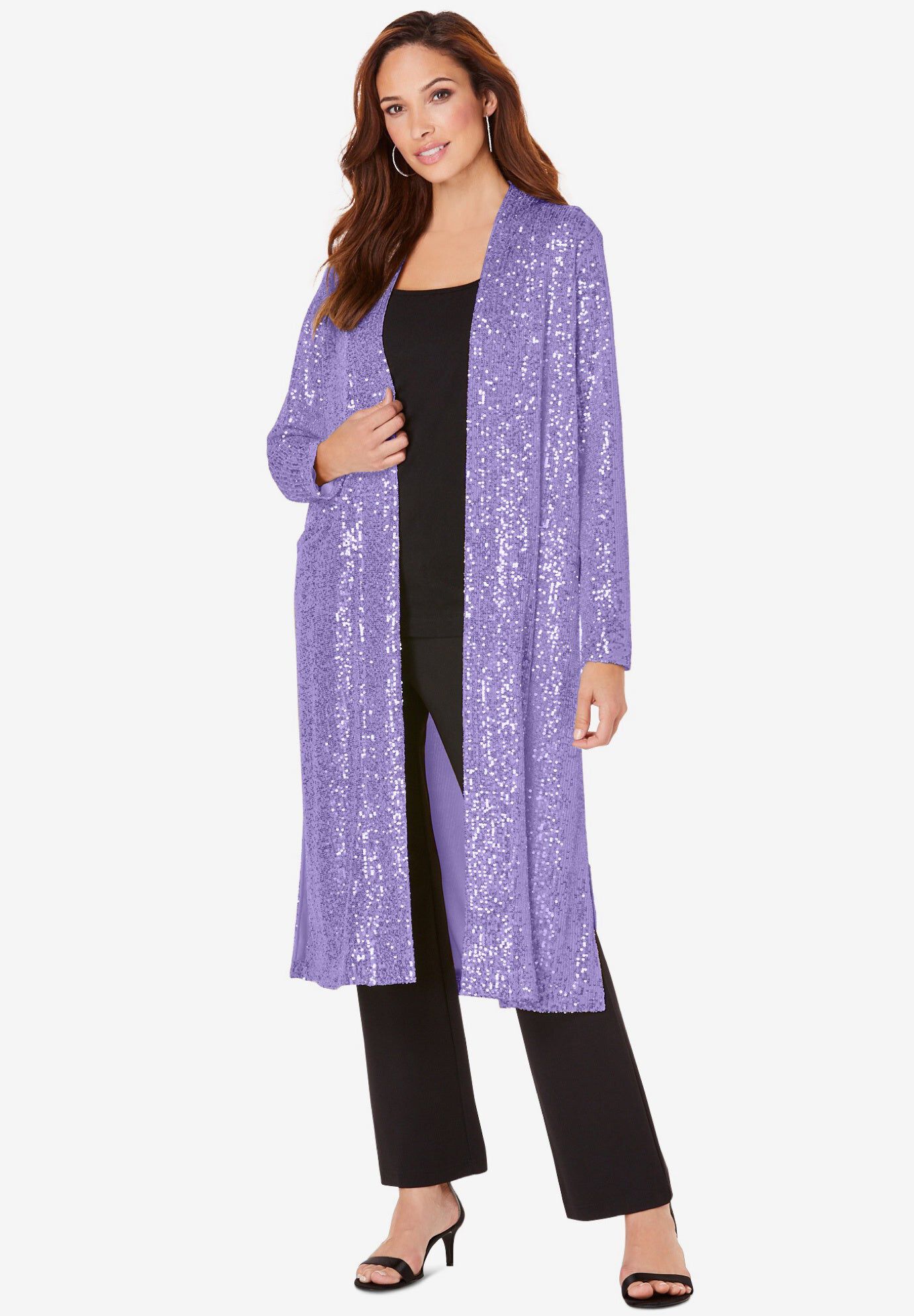 Fashionable Sequin Duster, Rich Burgundy | Roaman's