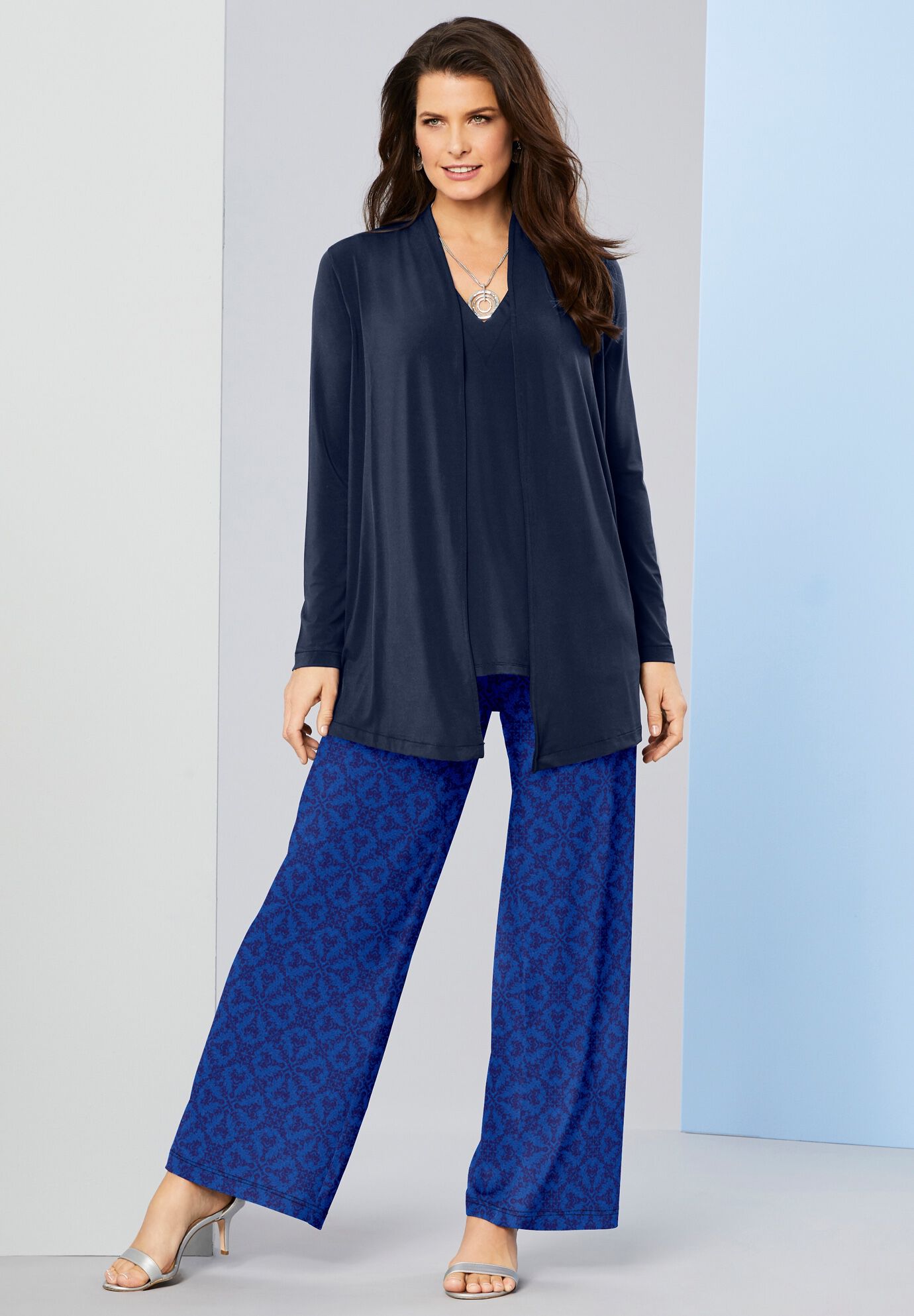 Fashionable Ultrasmooth® Fabric Wide-Leg Pant, Black | Roaman's