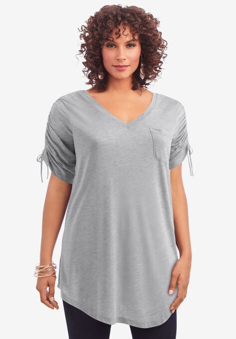 Ruched-Sleeve Ultra Femme Tunic | Roaman's