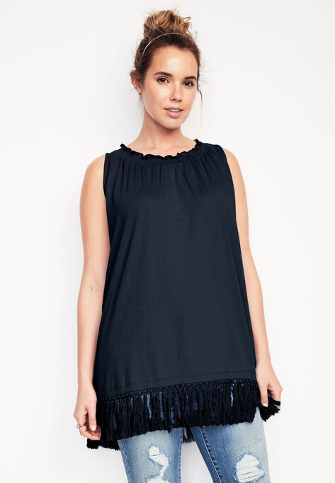 Crochet Trapeze Tunic Tank | Roaman's