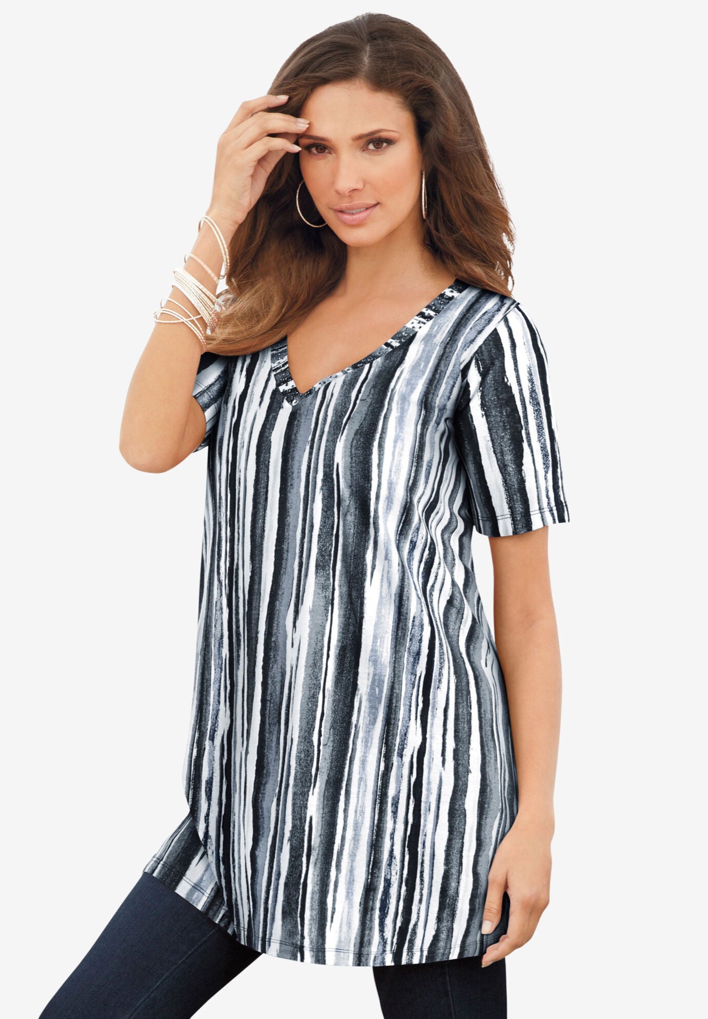 Studded Tie-Dye Tunic | Roaman's