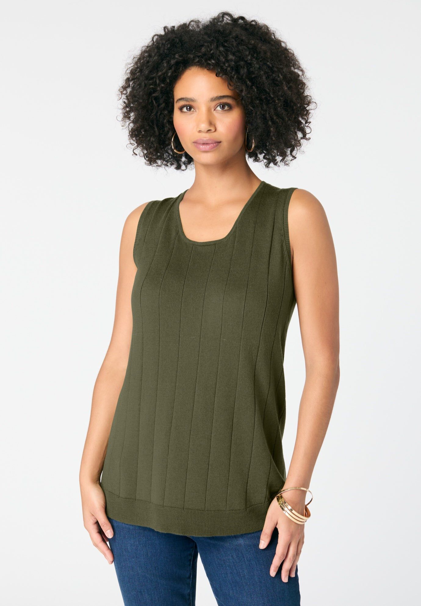 Plus Size Drop Needle Tank Lightweight Sweater Knit | Roaman's