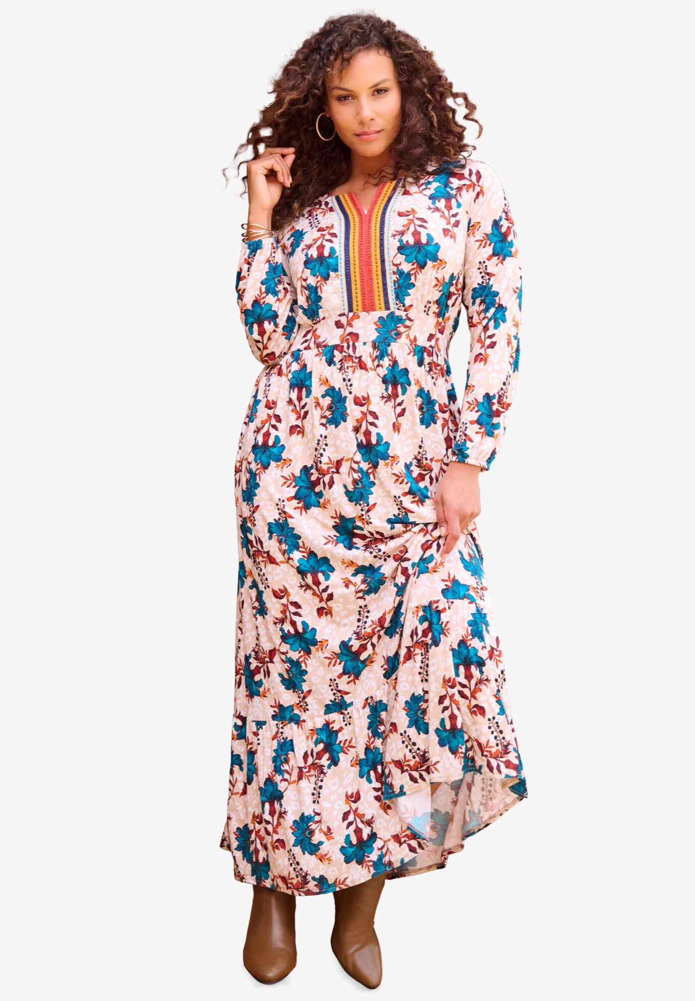 Fashionable Boho Knit Maxi Dress, 4456037 | Roaman's