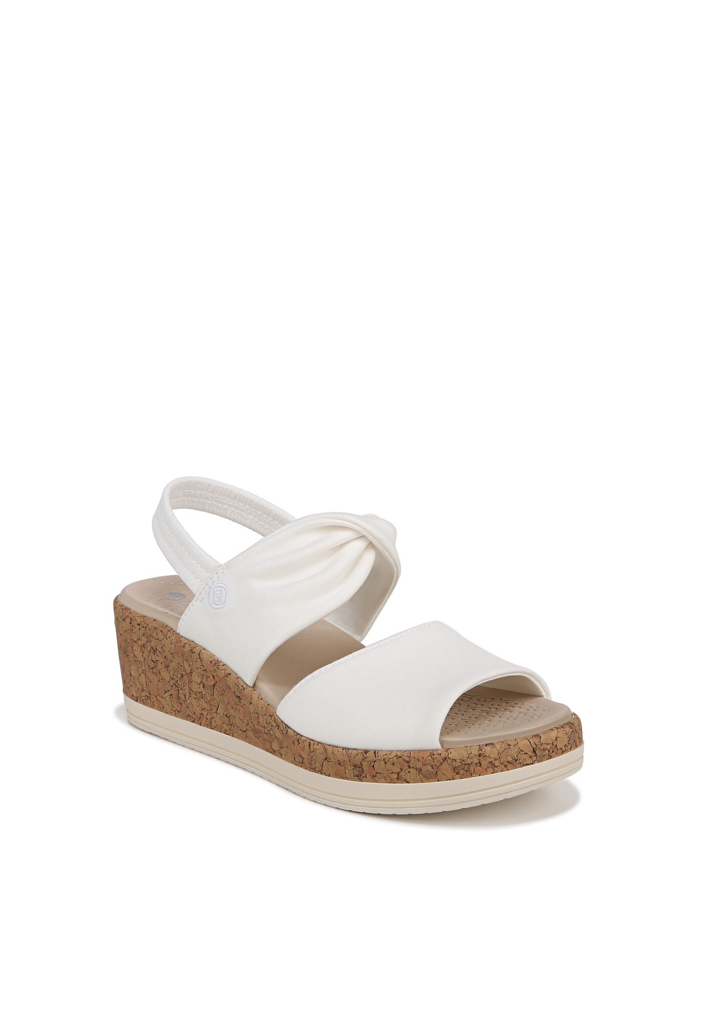 Fashionable Remix Slingback Wedge Sandal, White Linen Fabric | Roaman's