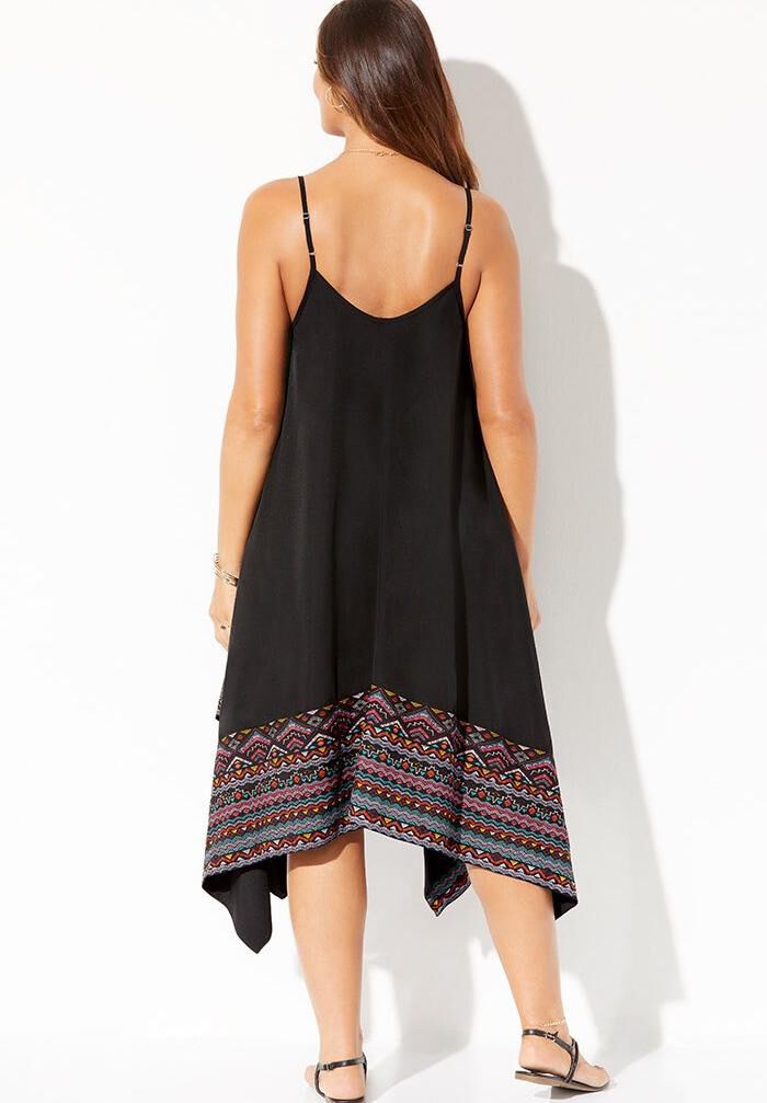 Fashionable Diane Handkerchief Cover Up Dress, Black Multi Border ...