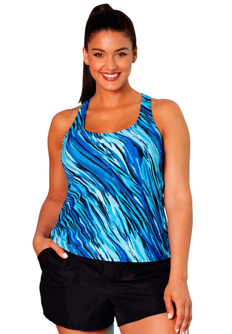 Racerback Tankini Top By Aquabelle Plus Size Swimwear Roamans