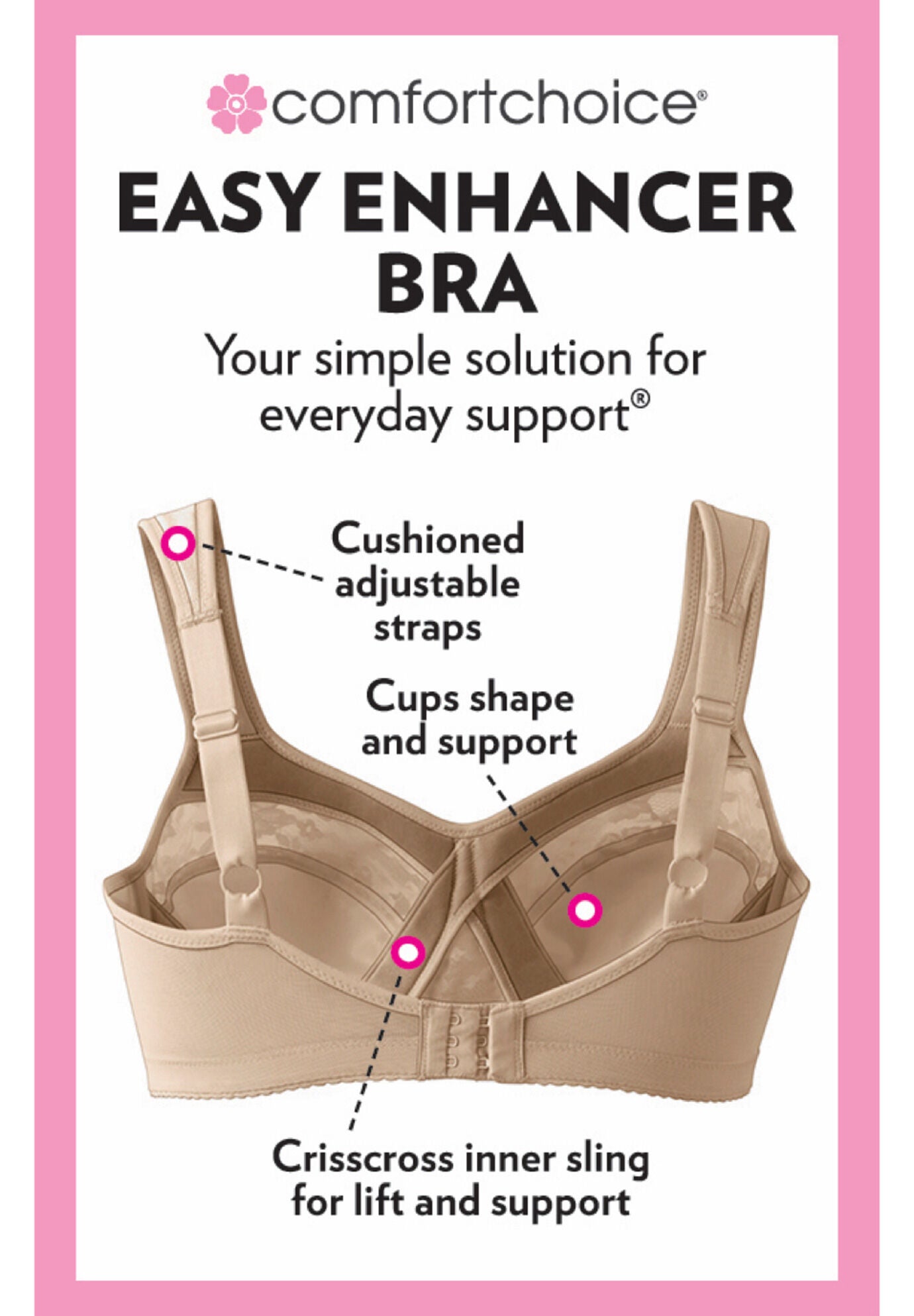 Fashionable Easy Enhancer® Wireless Bra, White | Roaman's