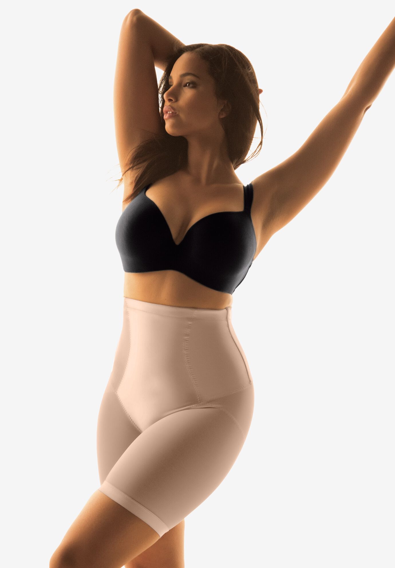 Fashionable Power Shaper Firm Control Long Leg Shaper, Black | Roaman's