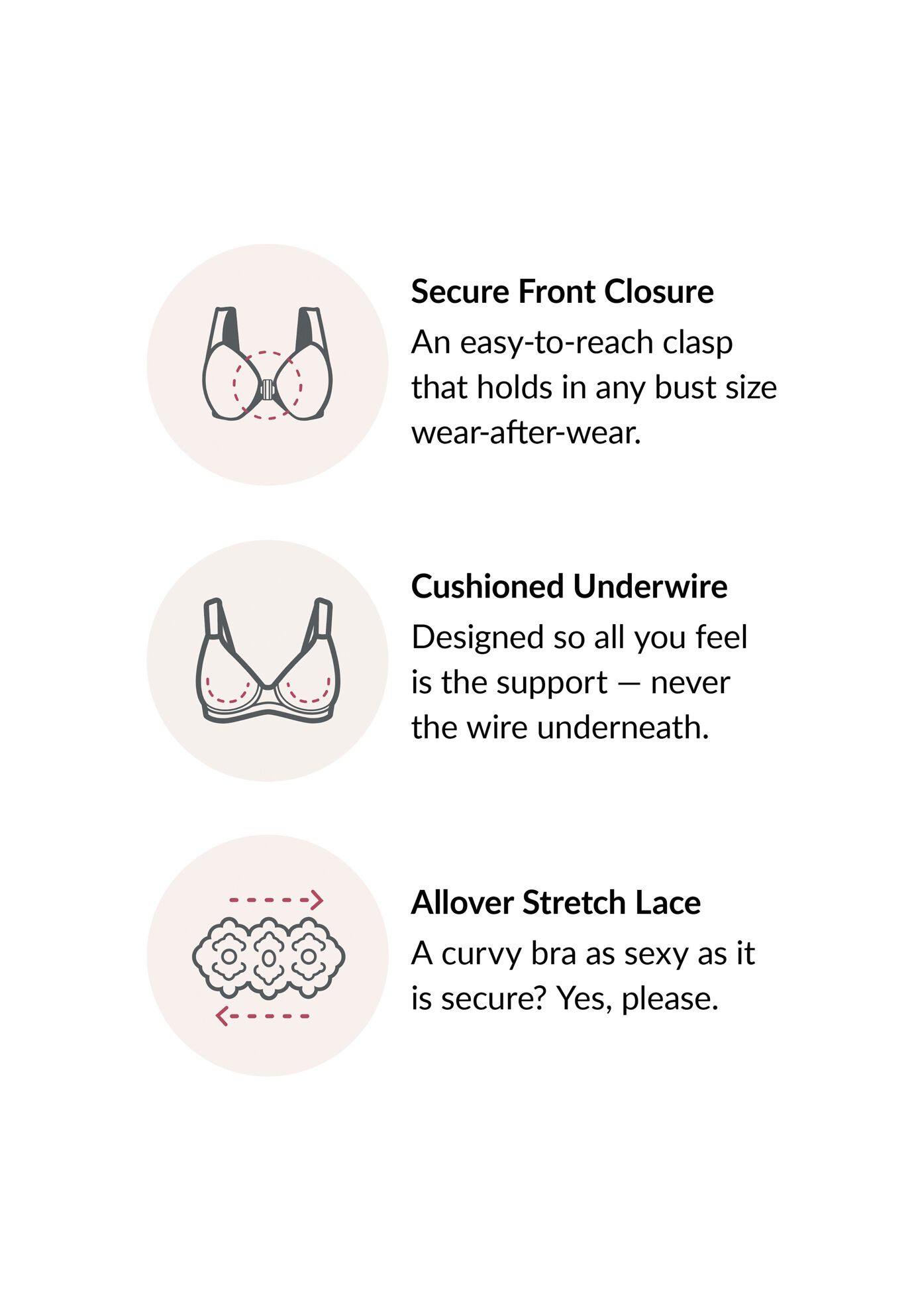 Stylish Glamorise® Wonderwire® Stretch Lace Front-Close Underwire Bra ...