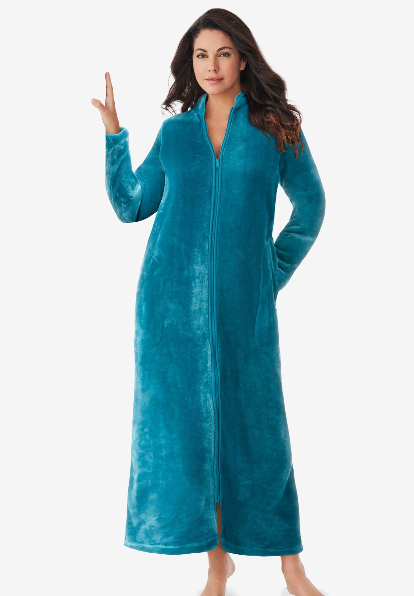 Fashionable The Microfleece Robe, Deep Teal | Roaman's