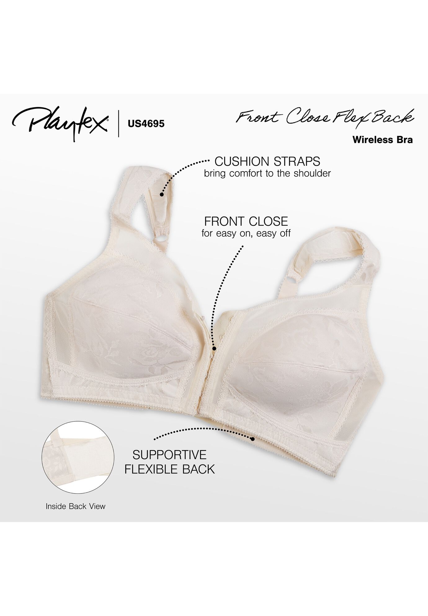 Fashionable Playtex® 18 Hour Front-Close Wireless Bra with Flex Back ...