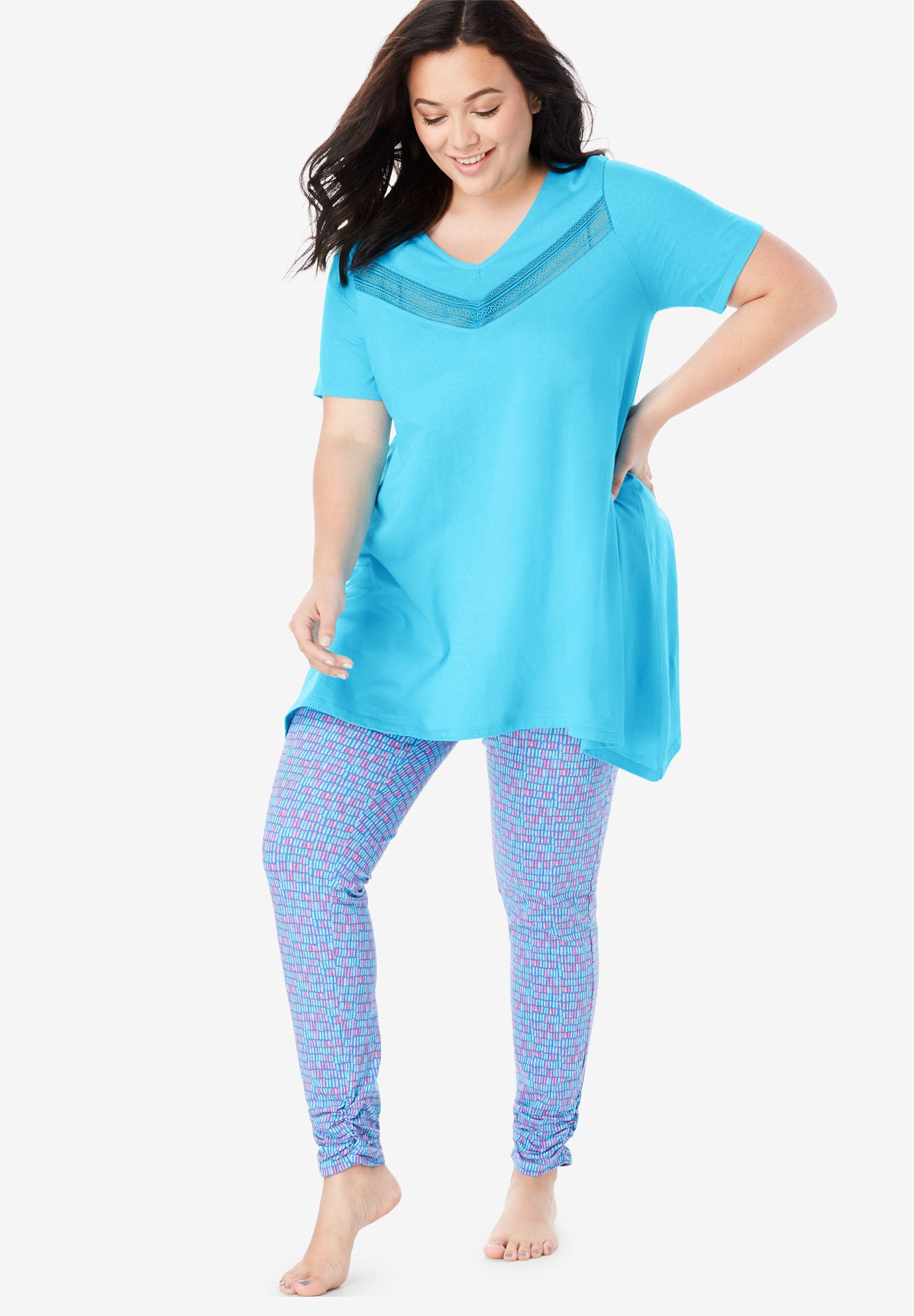 Fashionable Lace Tunic & Legging PJ Set by Dreams & Co.® | Roaman's