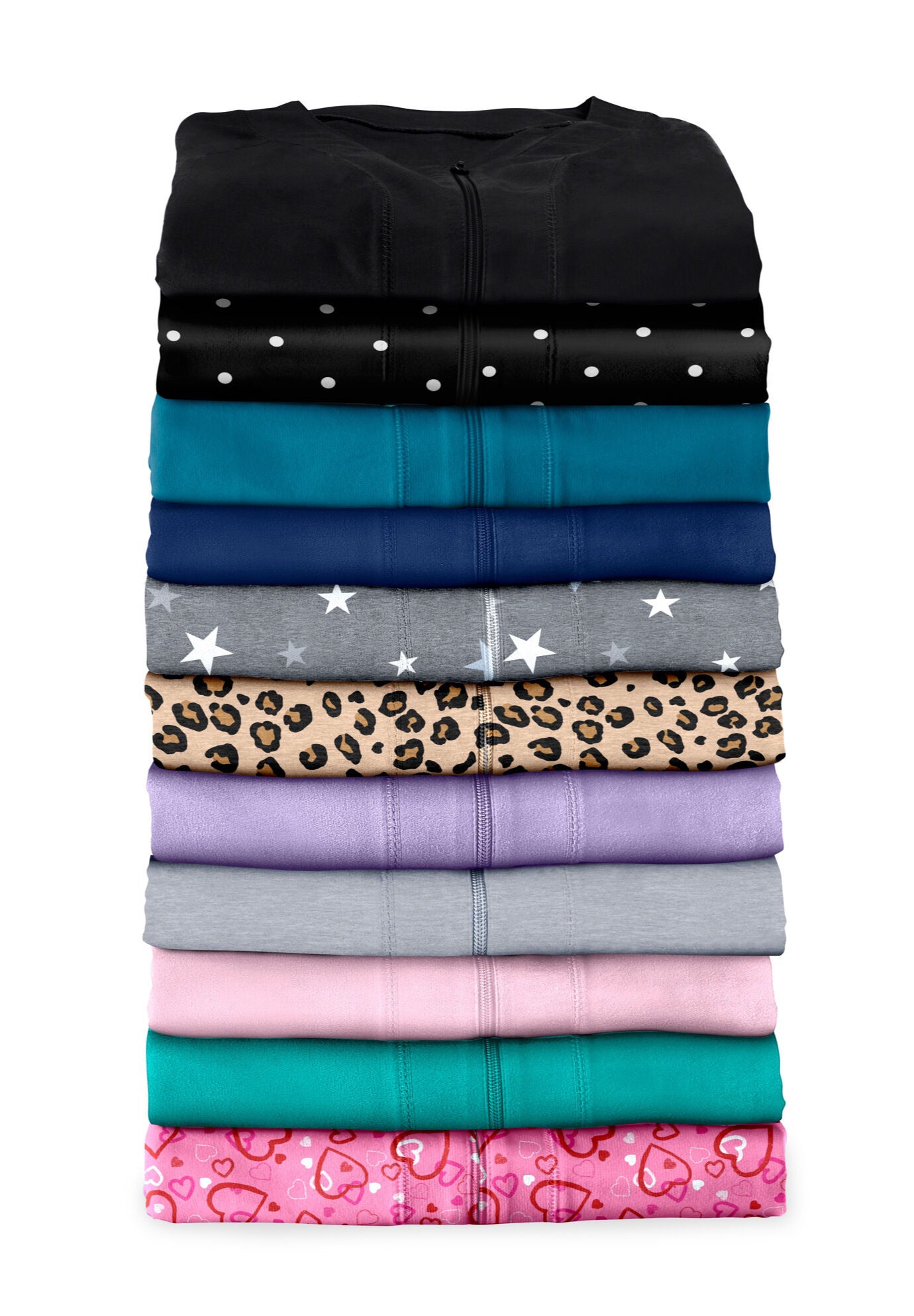 Fashionable Long French Terry Zip-Front Robe, Classic Red | Roaman's